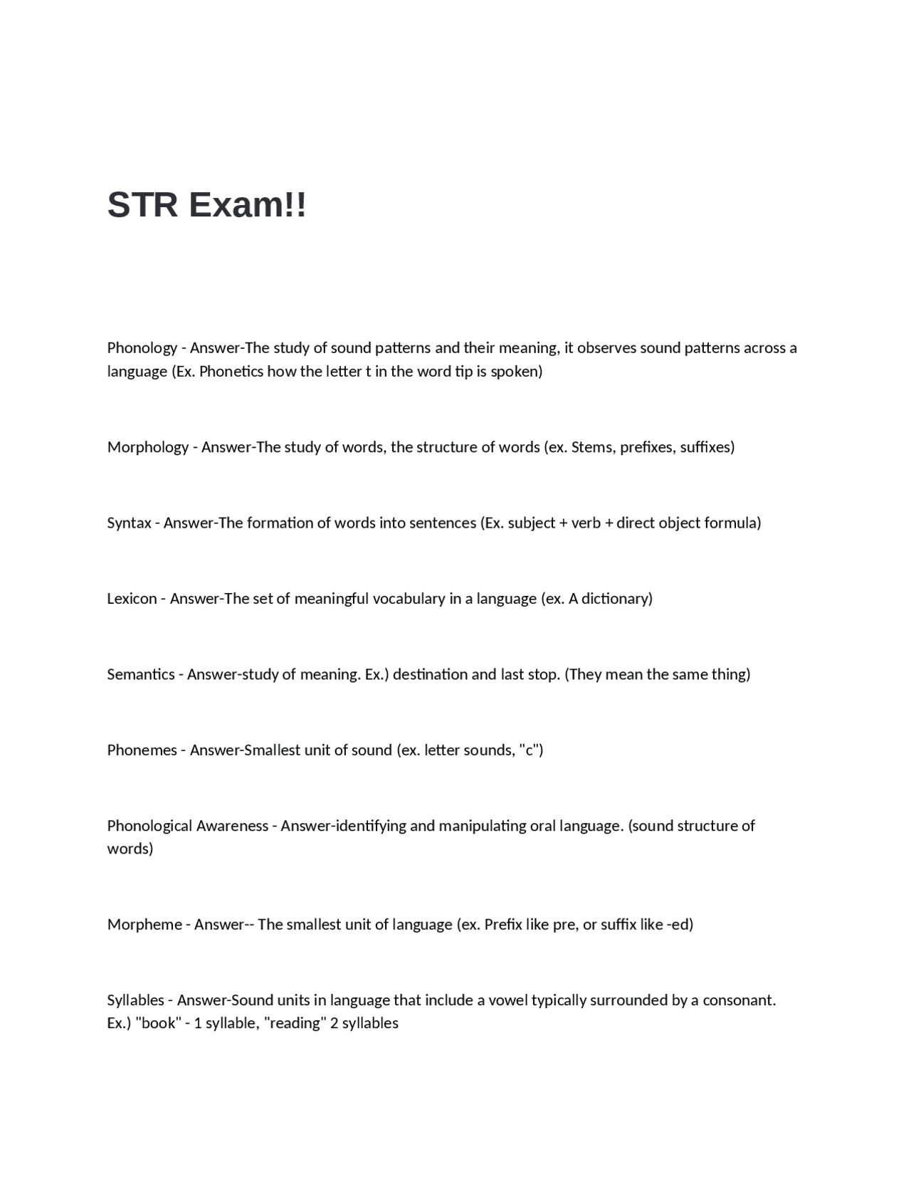 STR Exam Questions with 100% Correct Answers | Exams Nursing | Docsity
