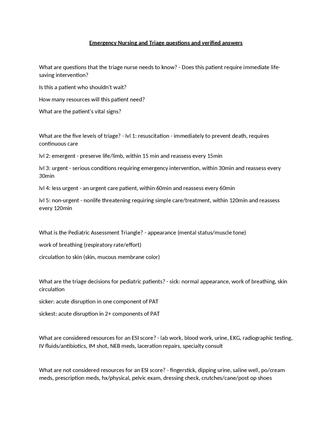 Emergency Nursing and Triage: Questions and Answers for Students ...