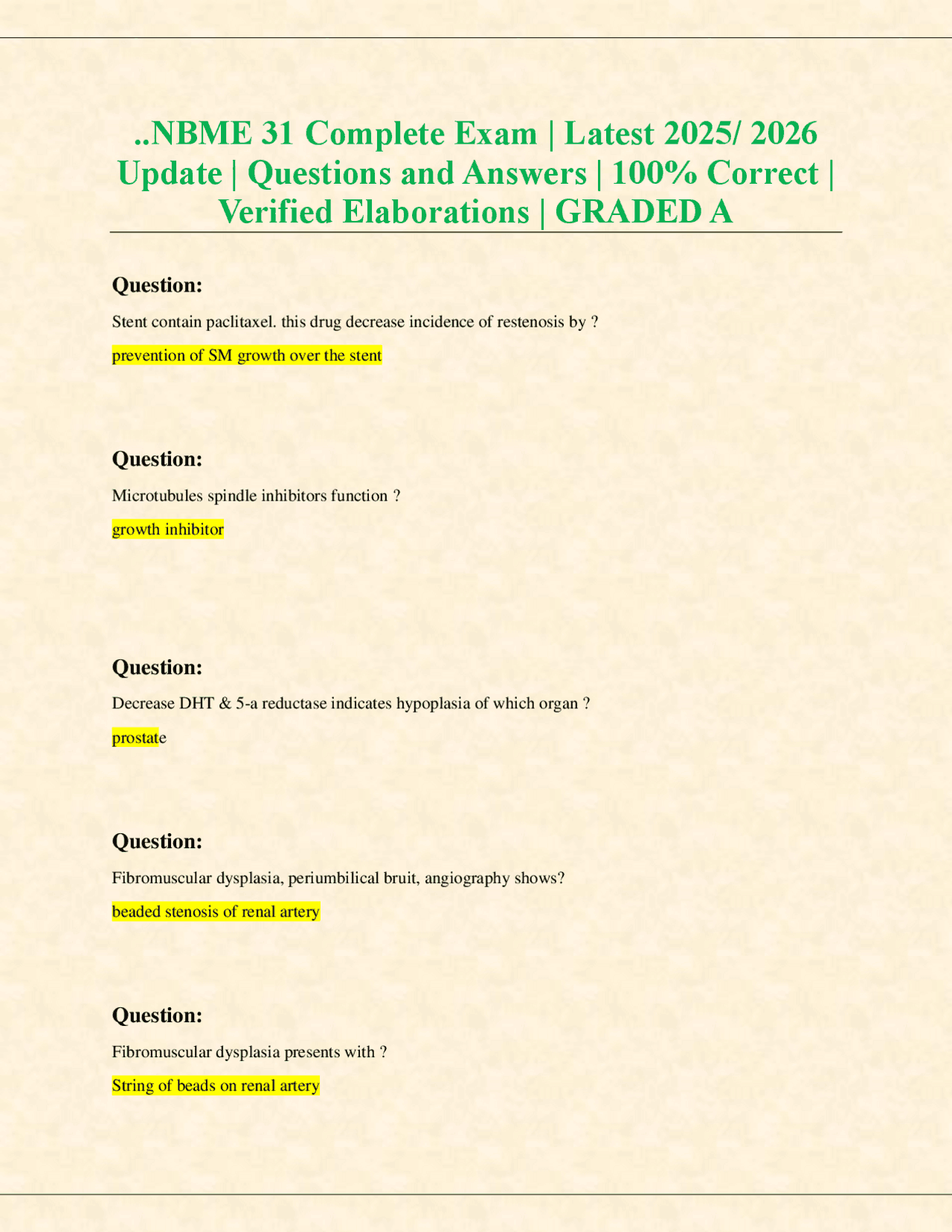NBME 31 Complete Exam | Latest 2025/ 2026 Update | Questions and ...