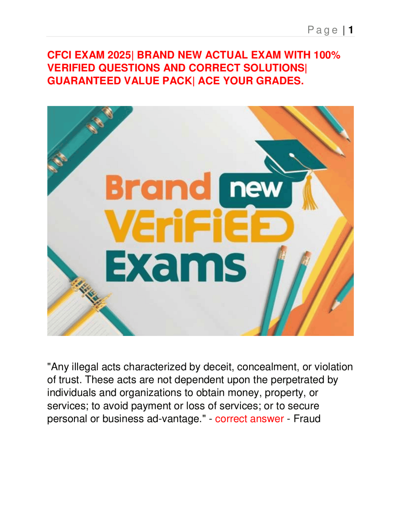 CFCI EXAM 2025| BRAND NEW ACTUAL EXAM WITH 100% VERIFIED QUESTIONS AND CORRECT SOLUTIONS ...