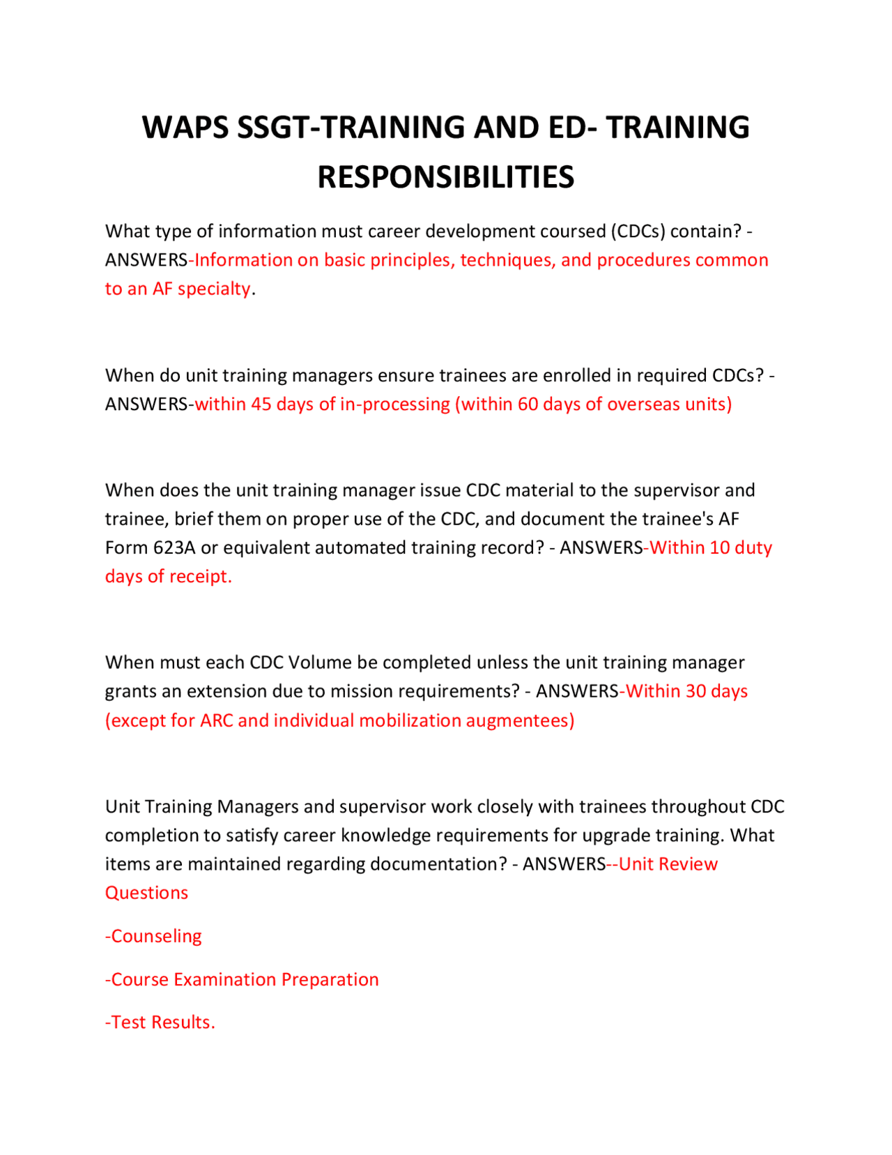 Air Force Training and Education: CDCs and OJT | Exams Human Resource ...