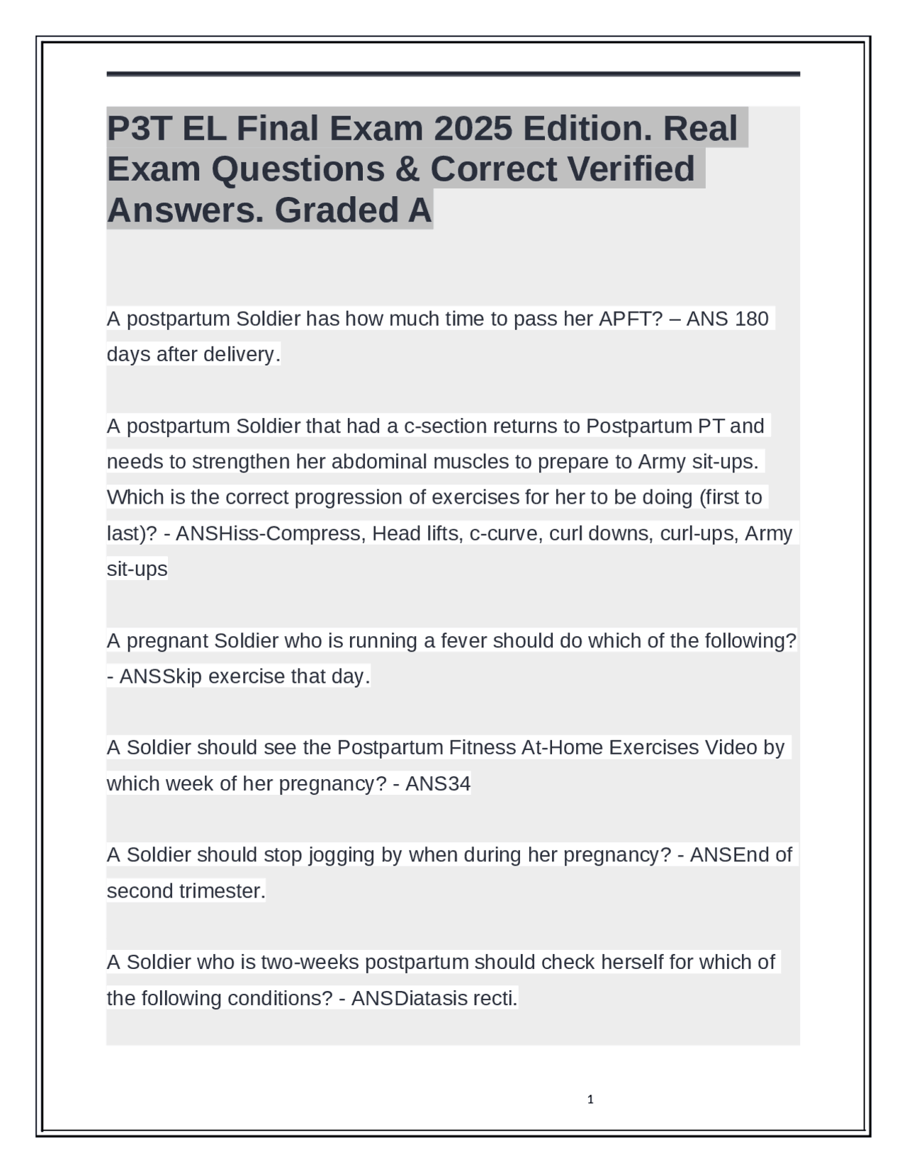 P3T EL Final Exam 2025 Edition. Real Exam Questions & Correct Verified ...