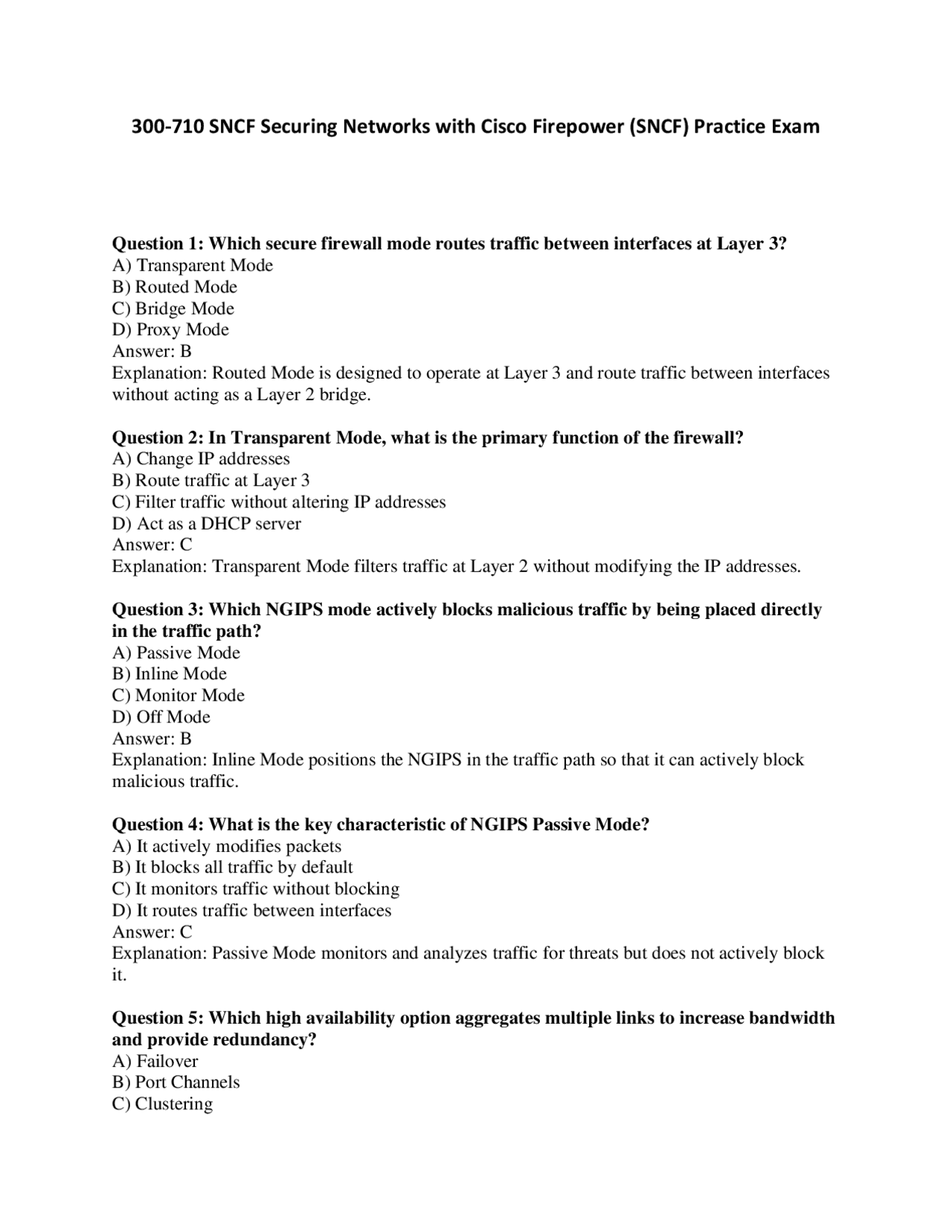 300-710 SNCF Securing Networks with Cisco Firepower (SNCF) Exam | Exams Technology | Docsity