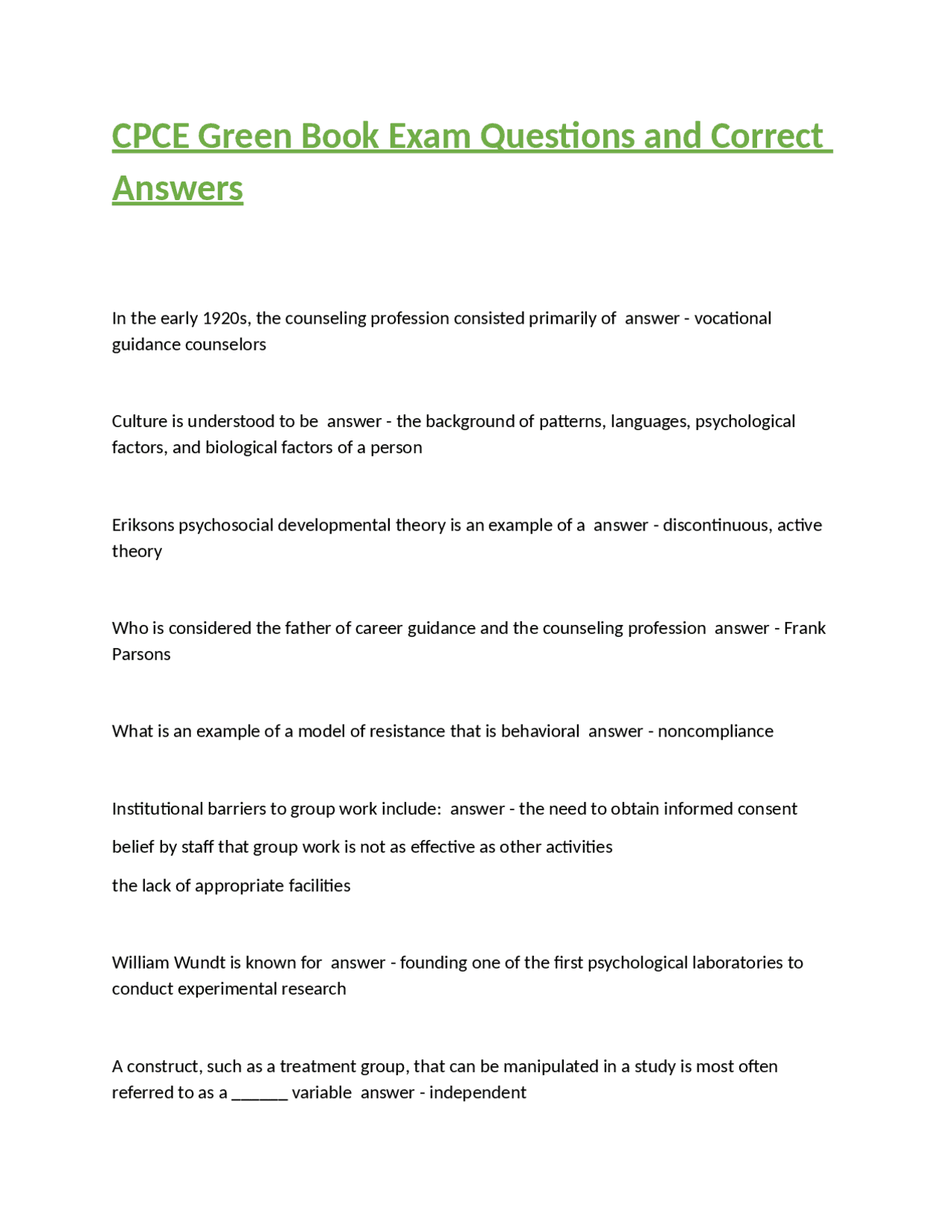 CPCE Green Book Exam: Comprehensive Guide for Counselors | Exams ...