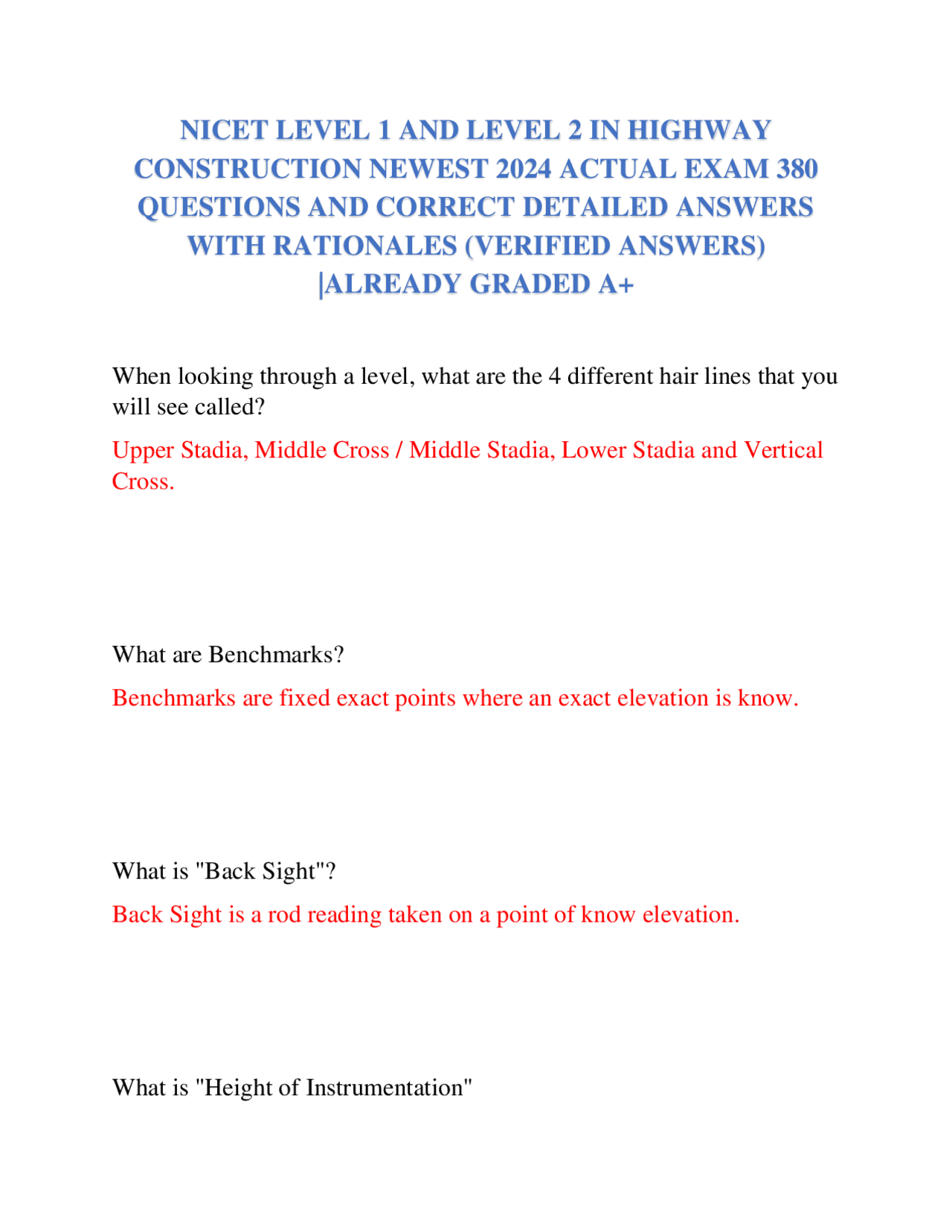 NICET LEVEL 1 AND LEVEL 2 IN HIGHWAY CONSTRUCTION NEWEST 2024 ACTUAL ...