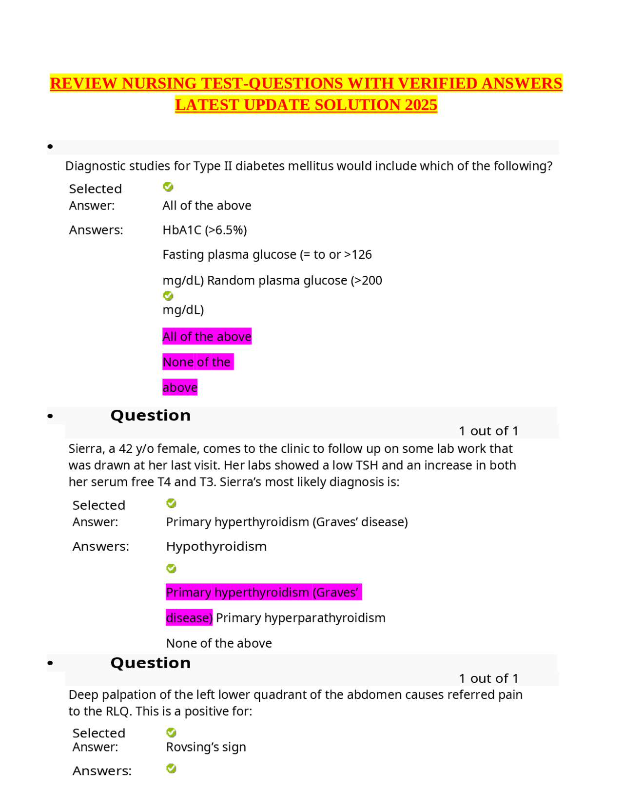 REVIEW NURSING TEST-QUESTIONS WITH VERIFIED ANSWERS LATEST UPDATE ...