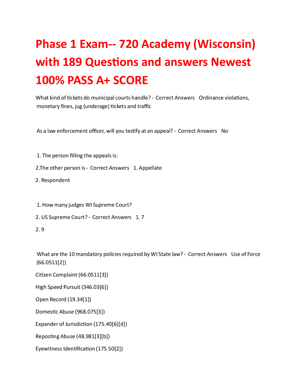 Phase 1 Exam: Law Enforcement and Criminal Justice Concepts | Exams ...