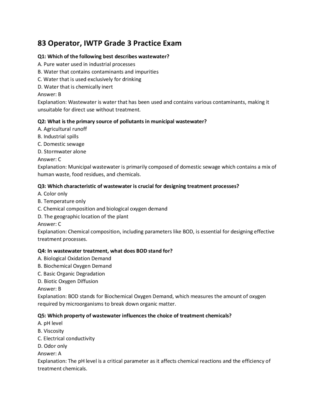83 Operator, IWTP Grade 3 Exam | Exams Technology | Docsity