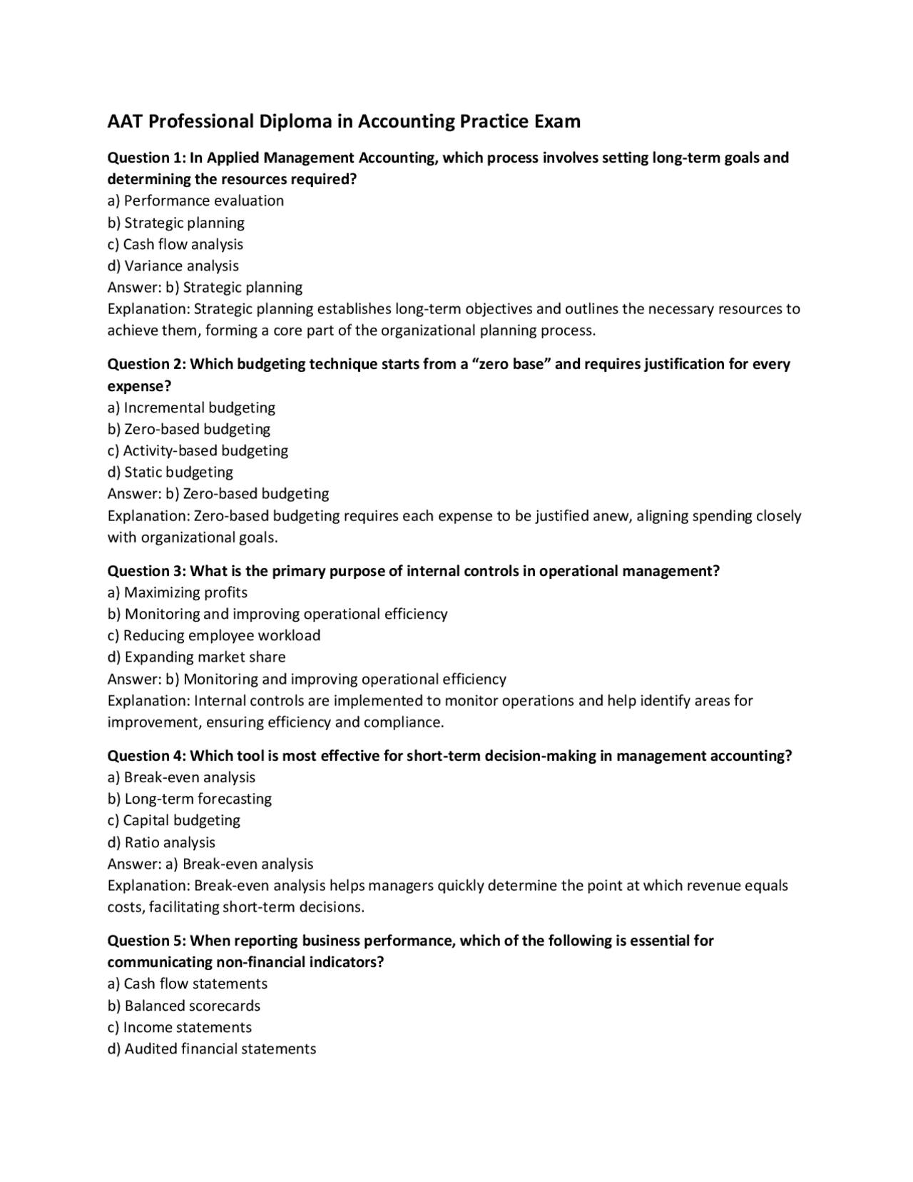 AAT Professional Diploma in Accounting Exam | Exams Technology | Docsity