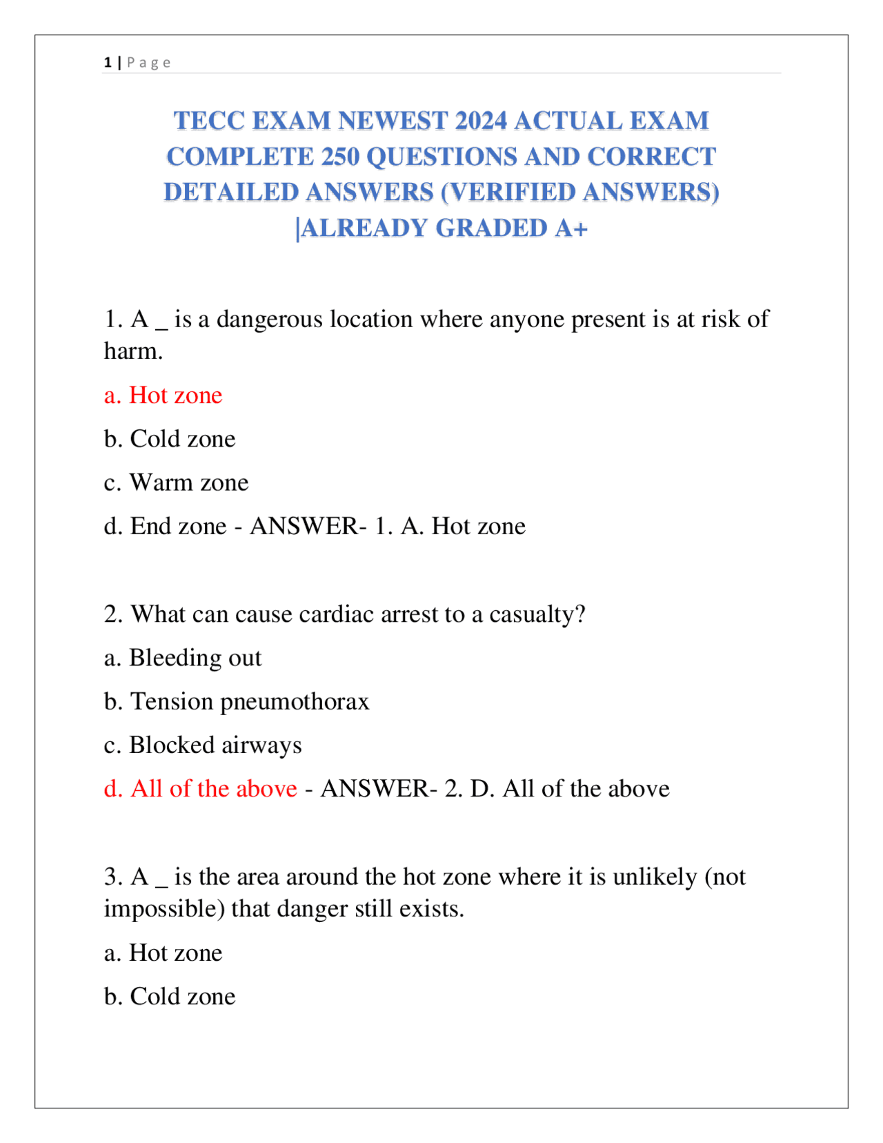 TECC EXAM NEWEST 2024 ACTUAL EXAM COMPLETE 250 QUESTIONS AND CORRECT ...