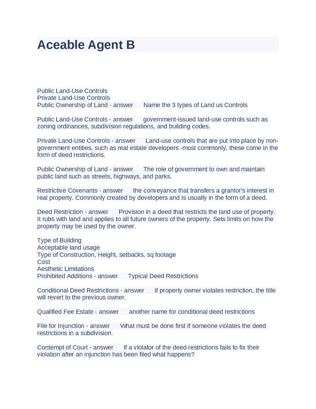 Aceable Agent B Questions and Answers 100% Solved | Exams Advanced ...