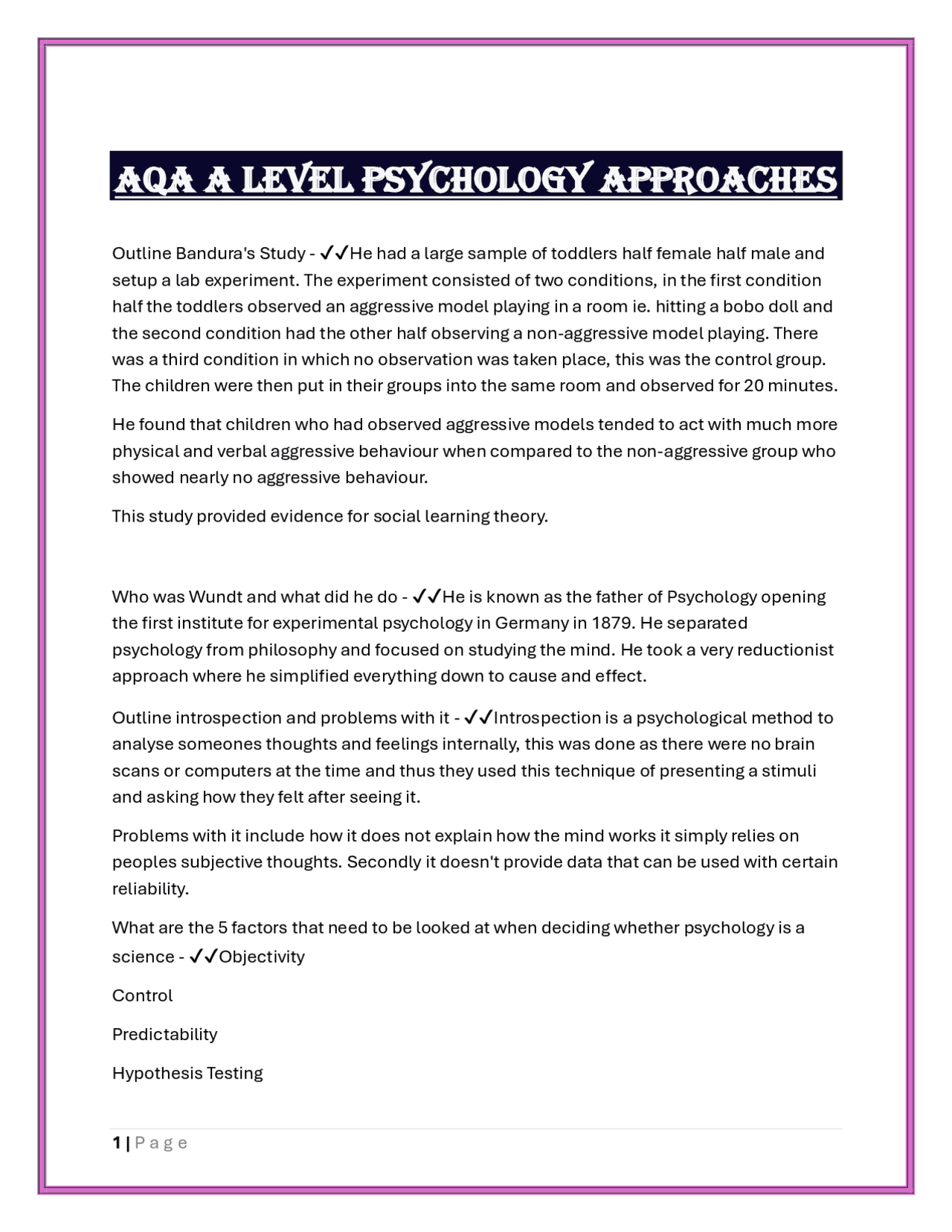 AQA A Level Psychology Approaches: Key Theories and Studies | Exams ...