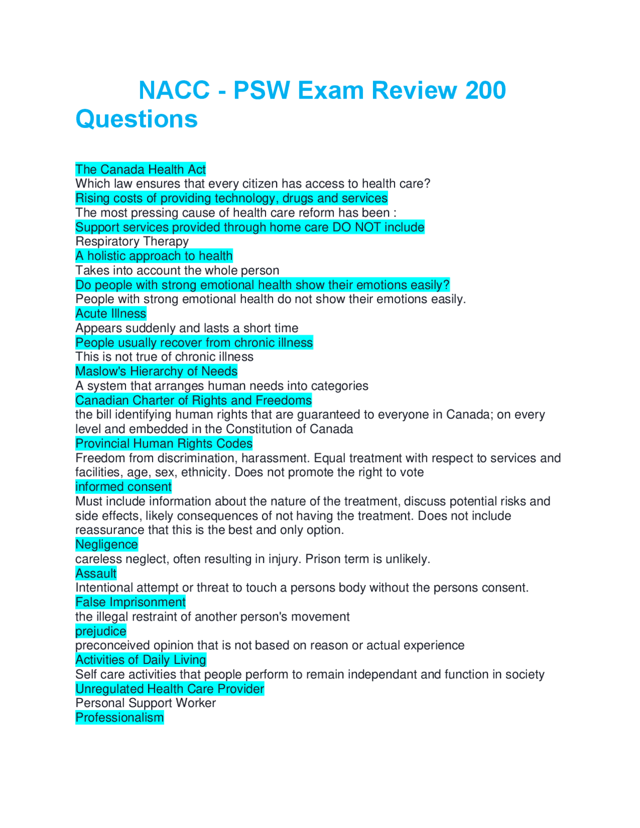 NACC - PSW Exam Review 200: Questions and Answers | Exams Advanced ...