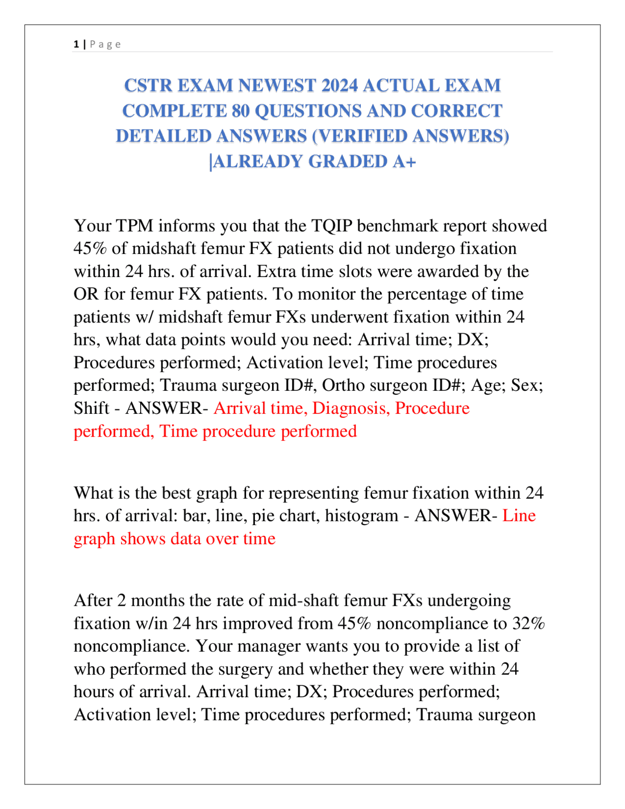 CSTR EXAM NEWEST 2024 ACTUAL EXAM COMPLETE 80 QUESTIONS AND CORRECT ...