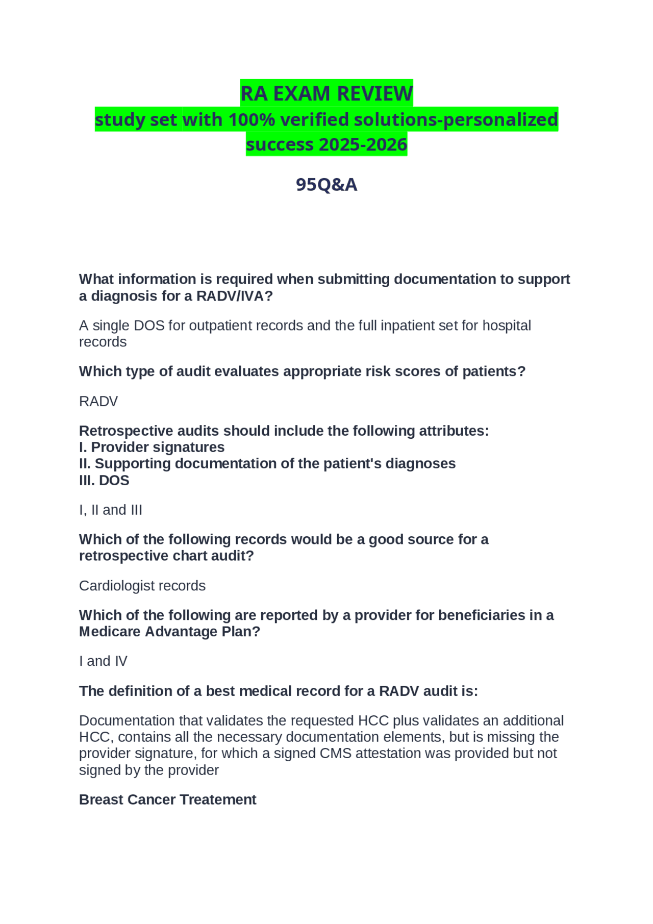 RA EXAM REVIEW study set with 100% verified solutions-personalized ...