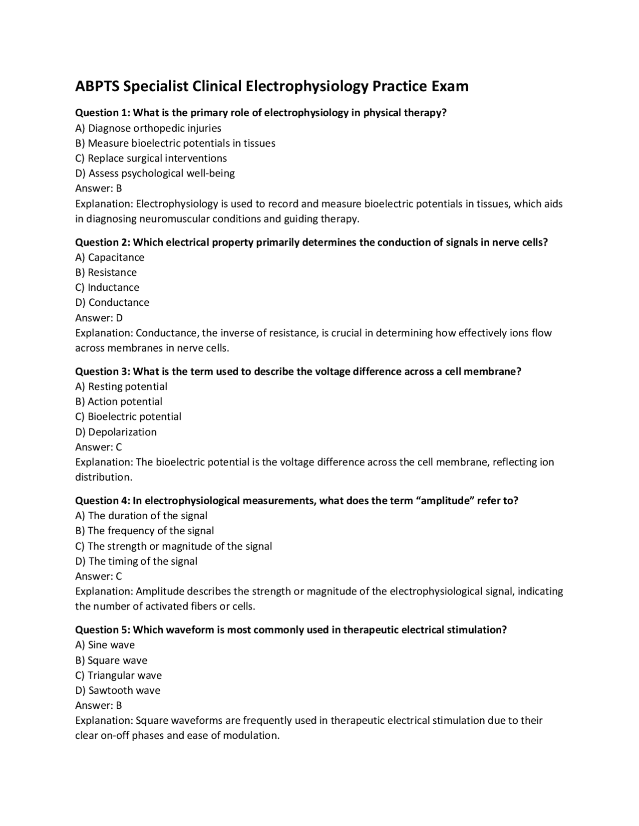ABPTS Specialist Clinical Electrophysiology Exam | Exams Technology ...