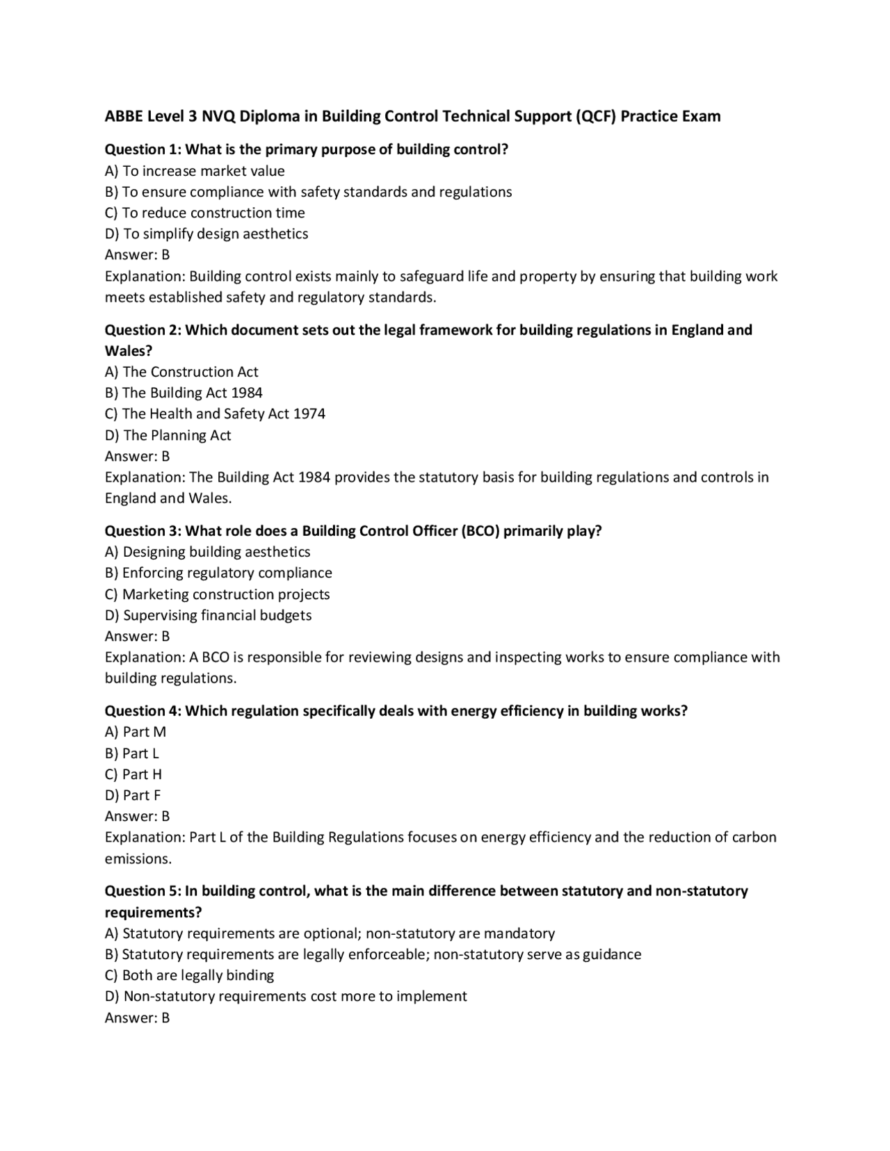 ABBE Level 3 NVQ Diploma in Building Control Technical Support (QCF ...