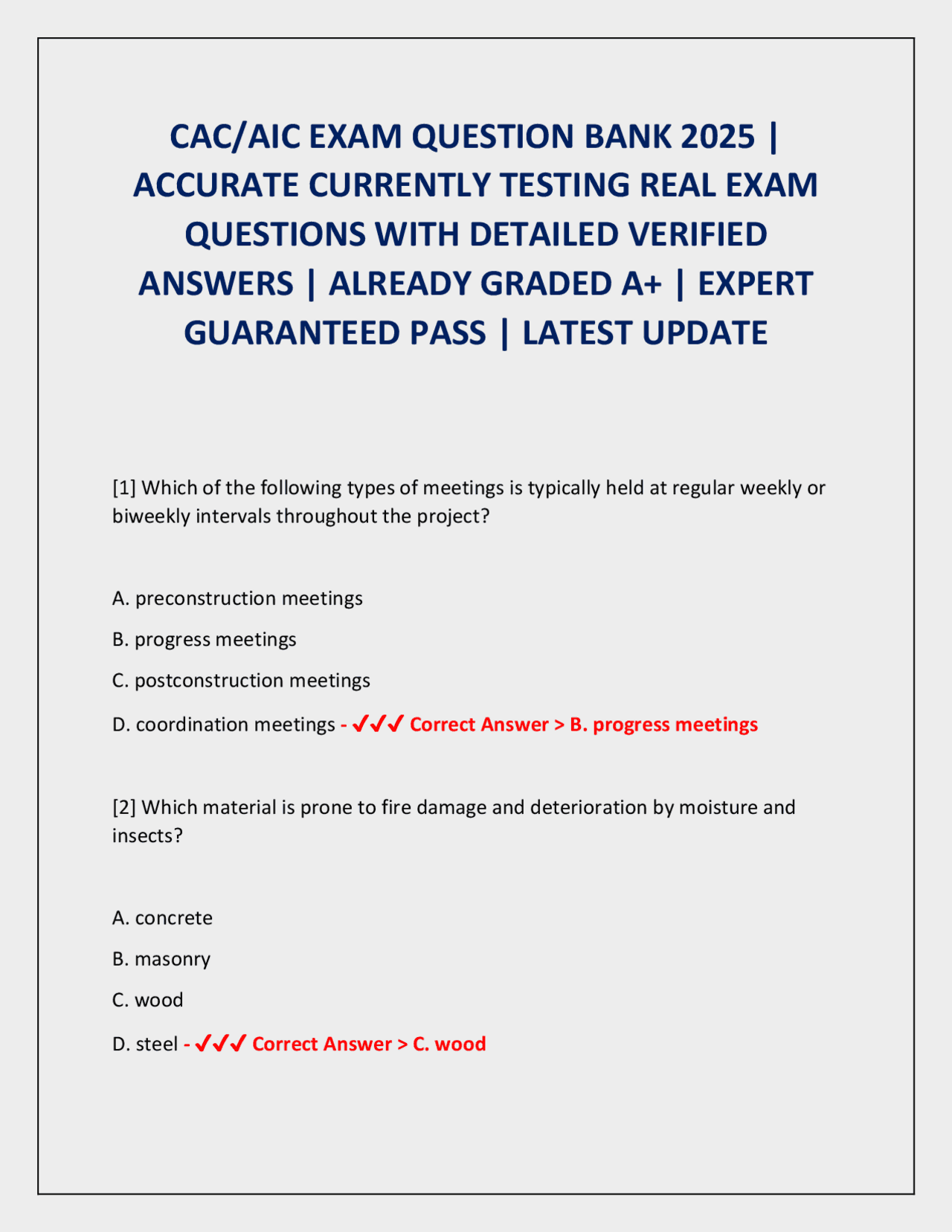 CAC/AIC EXAM QUESTION BANK 2025 | ACCURATE CURRENTLY TESTING REAL EXAM ...