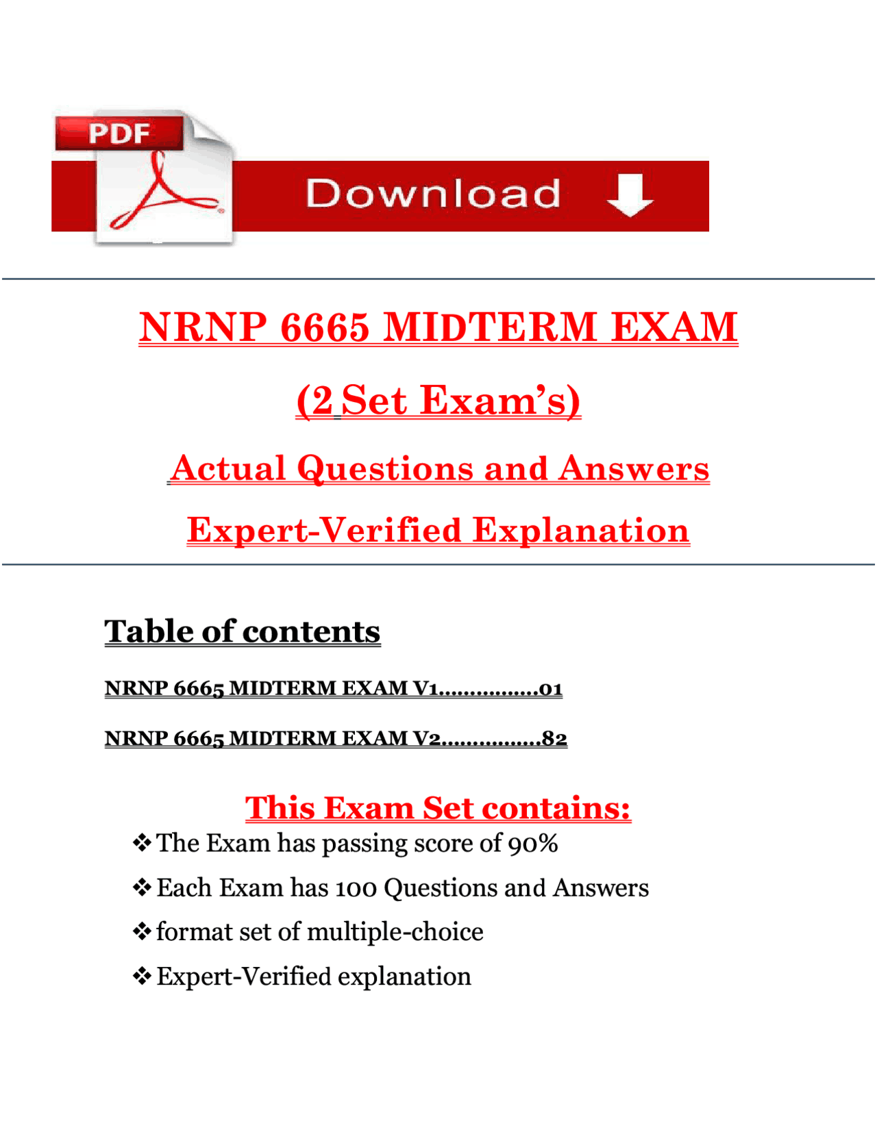 NRNP 6665 Week 6 Midterm Exam (2 set exam's) (2025 / 2026) Most ...