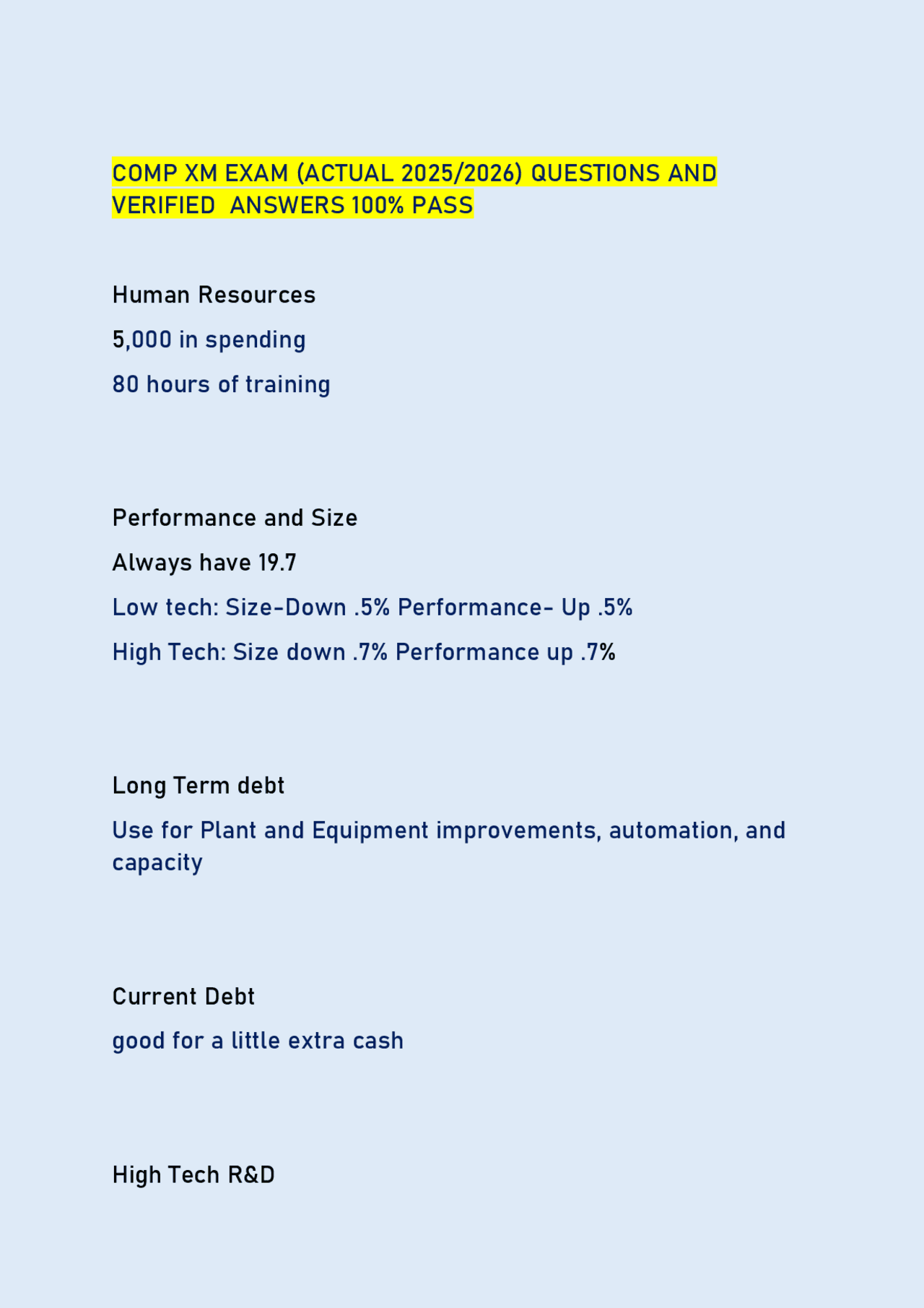 COMP XM EXAM (ACTUAL 2025/2026) QUESTIONS AND VERIFIED ANSWERS 100% ...