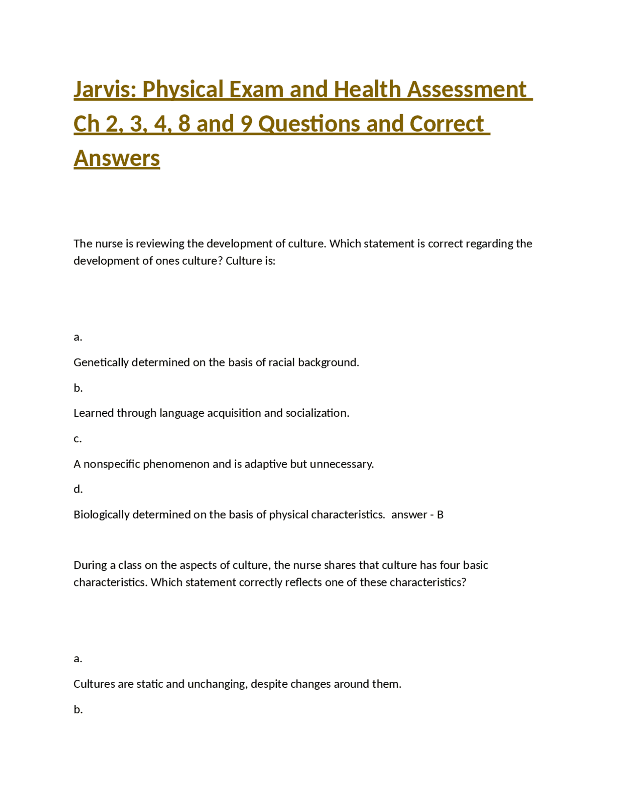 Jarvis: Physical Exam and Health Assessment - Chapters 2, 3, 4, 8, & 9 ...