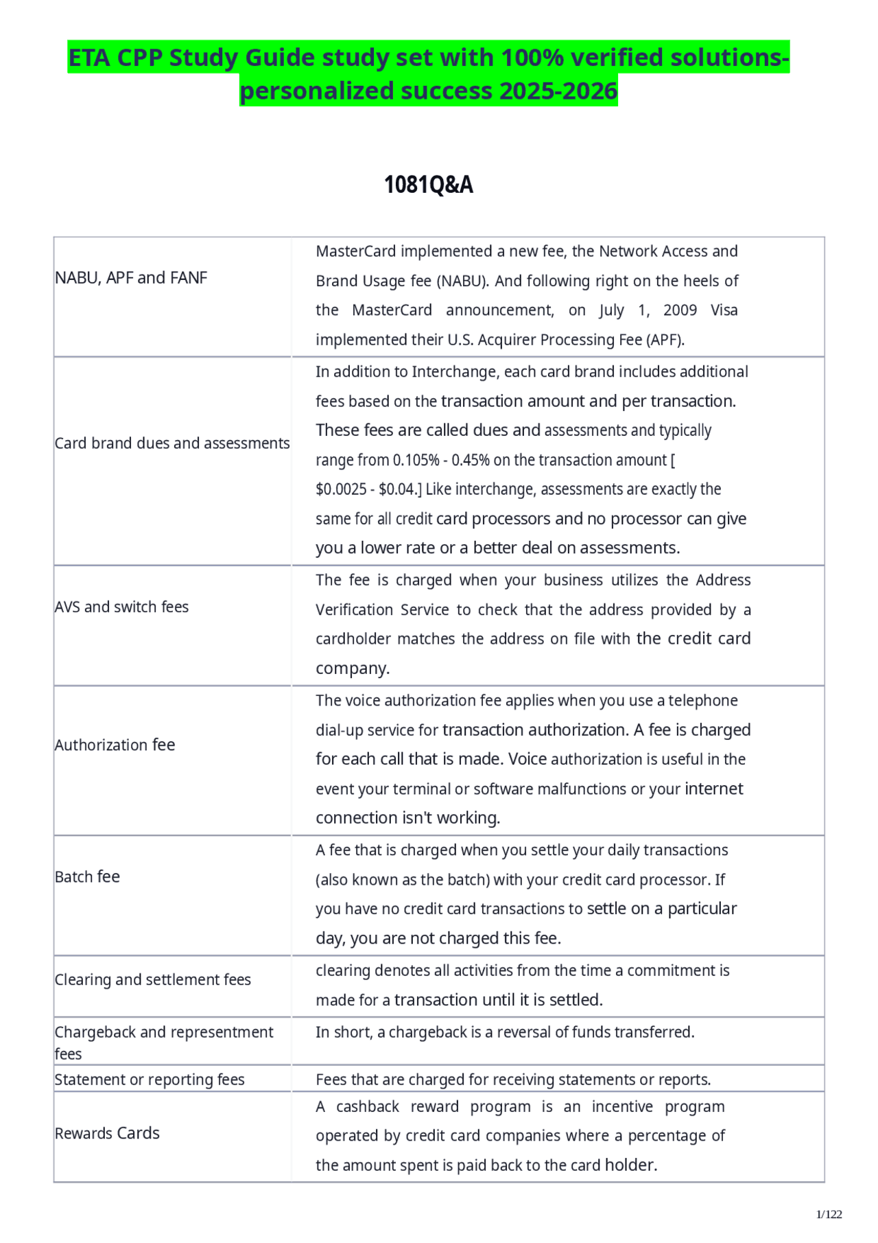 ETA CPP Study Guide study set with 100% verified solutions-personalized success 2025-2026 ...