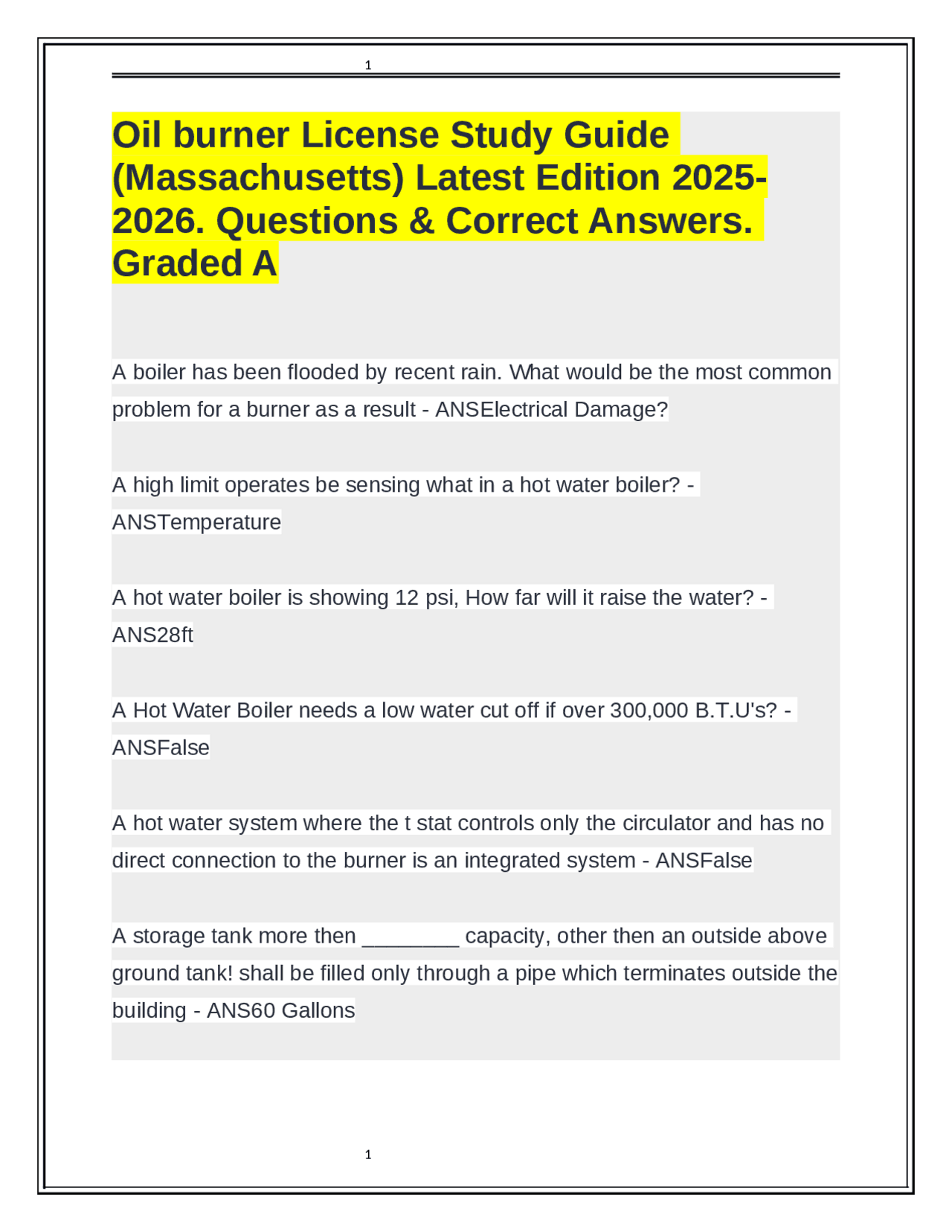 Oil burner License Study Guide (Massachusetts) Latest Edition 2025-2026 ...