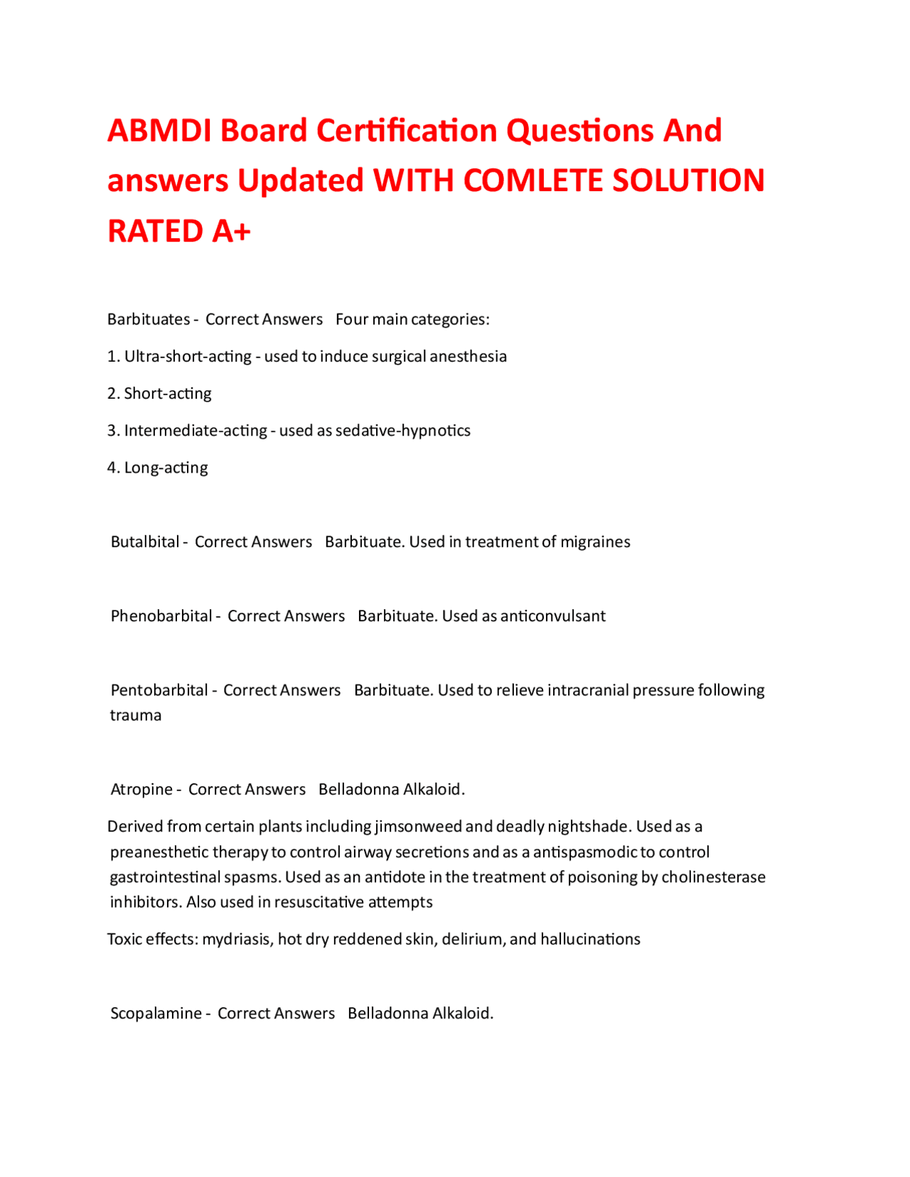 ABMDI Board Certification Questions And answers Updated WITH COMLETE ...