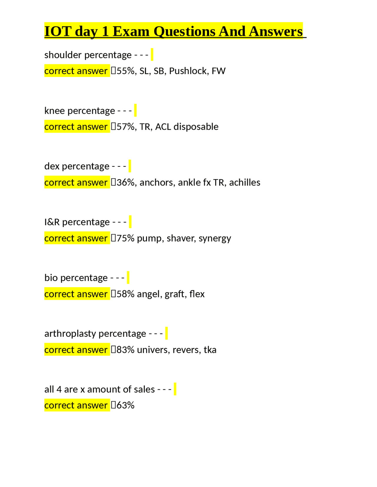 Arthrex IOT Day 1 Exam: Shoulder & Knee Anatomy and Procedures | Exams ...