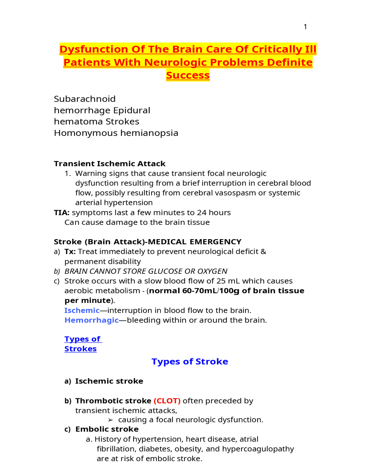 Dysfunction Of The Brain Care Of Critically Ill Patients With ...