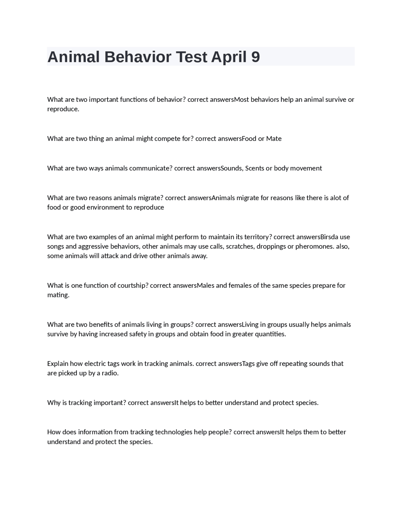 Animal Behavior Test: Understanding Animal Actions and Adaptations ...