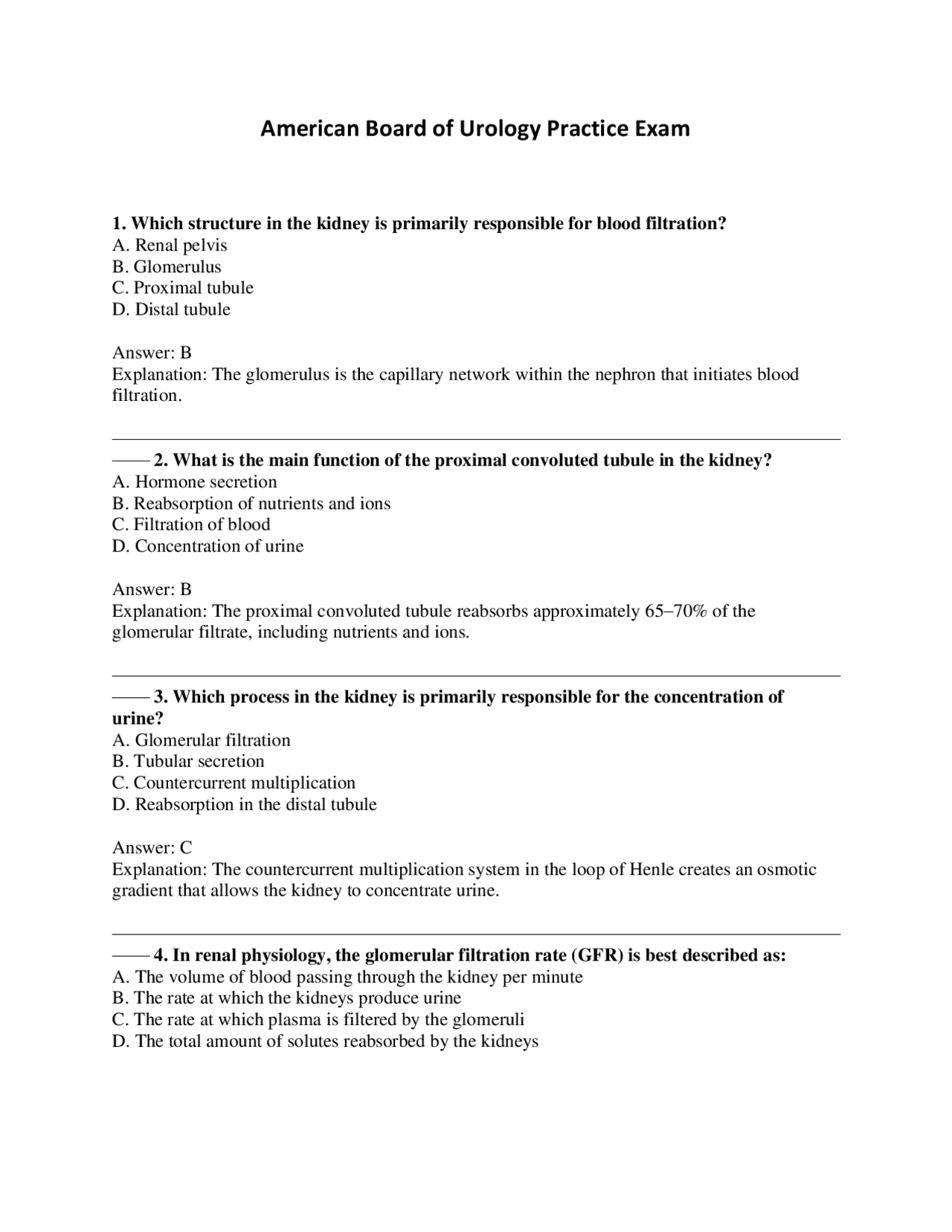 American Board of Urology Exam | Exams Technology | Docsity