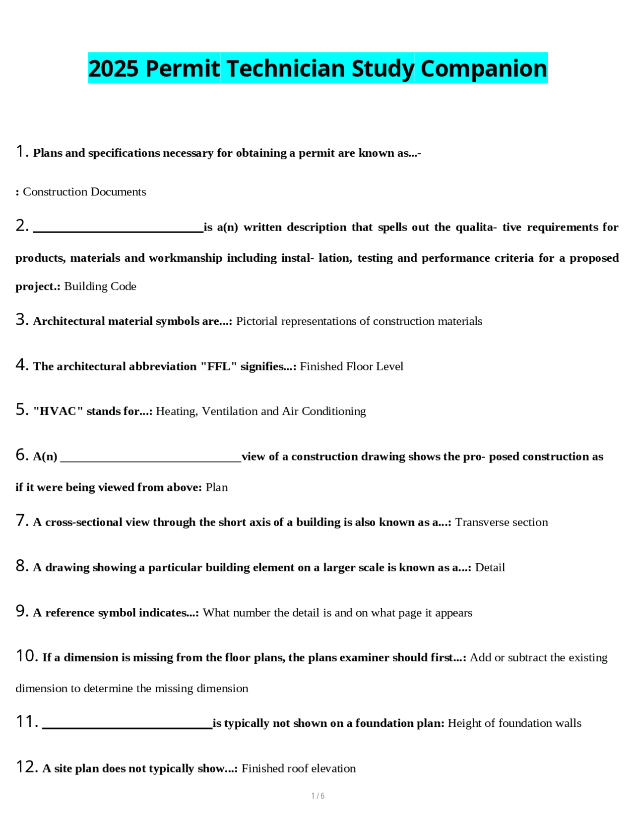 2025 Permit Technician Study Companion | Exams Building Materials and ...