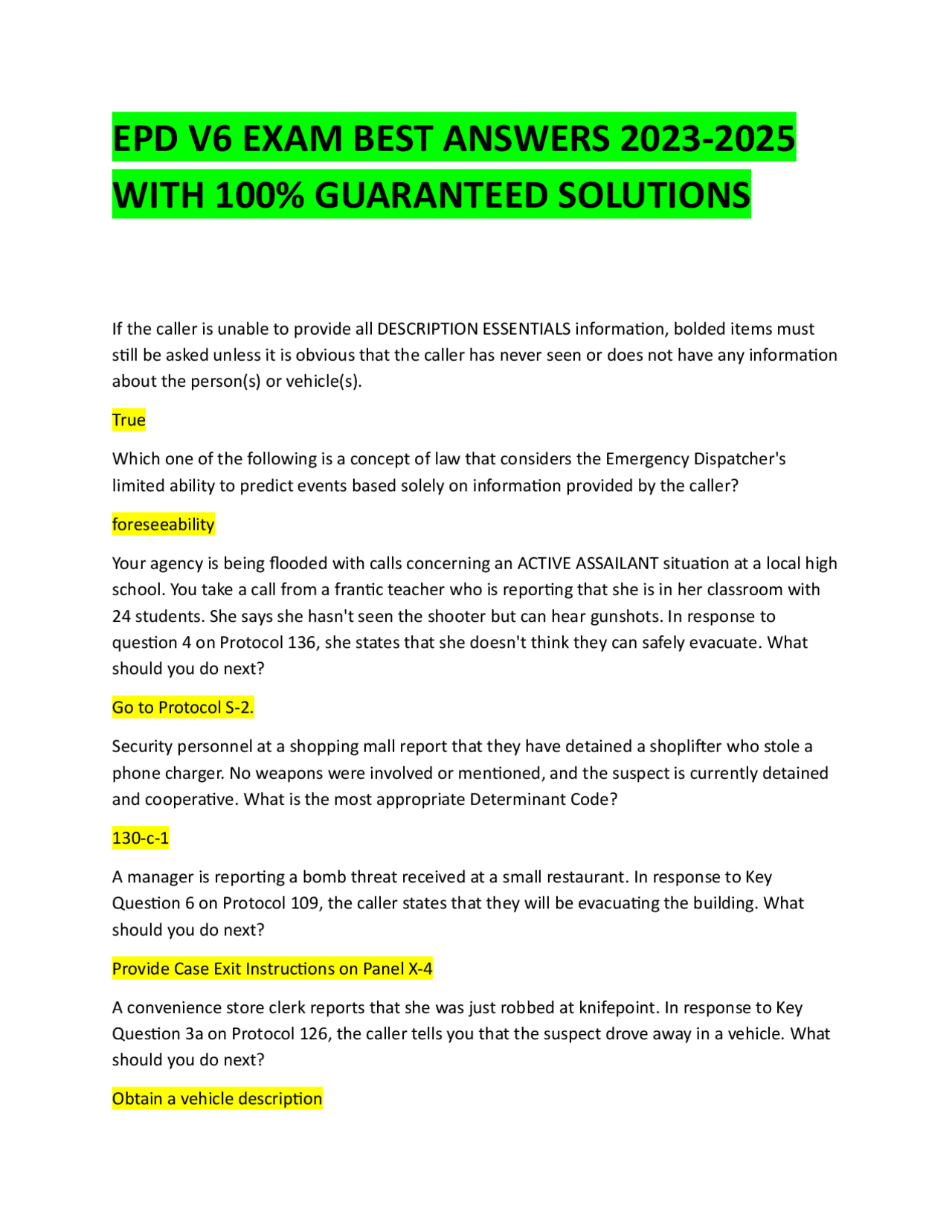 EPD V6 EXAM BEST ANSWERS 2023-2025 WITH 100% GUARANTEED SOLUTIONS ...