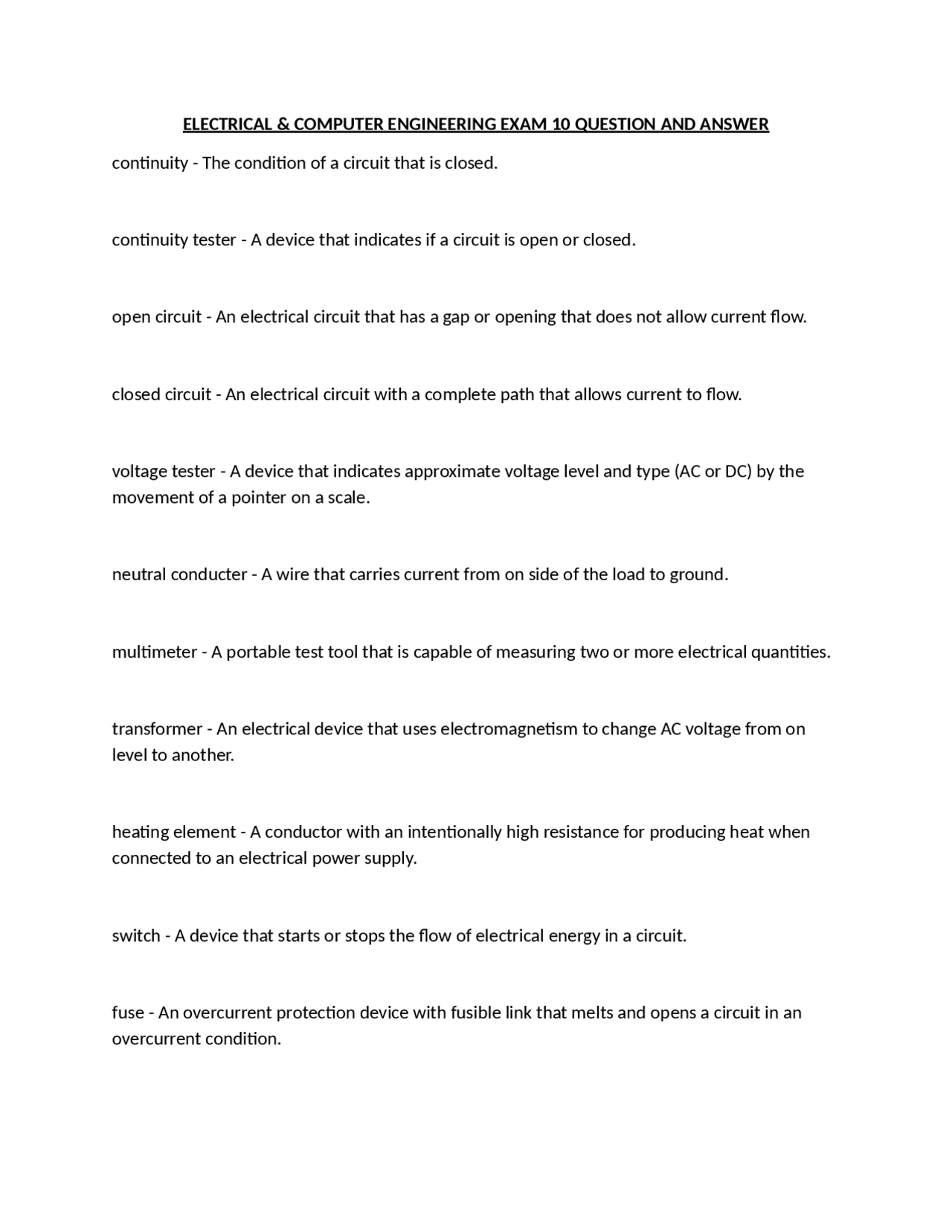 Electrical & Computer Engineering Exam 1: Definitions & Explanations | Exams Advanced Education ...