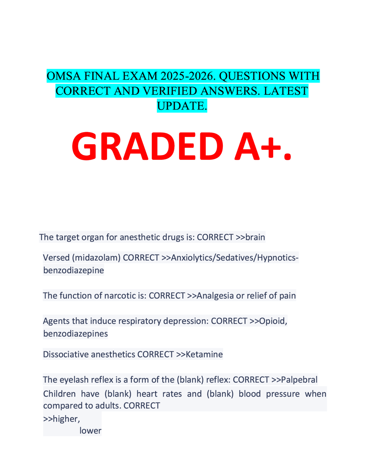 OMSA FINAL EXAM 2025-2026. QUESTIONS WITH CORRECT AND VERIFIED ANSWERS ...