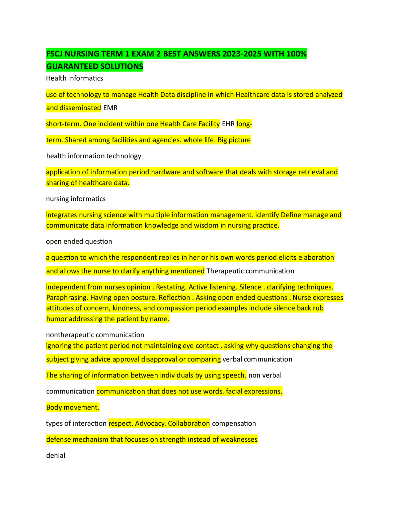 FSCJ NURSING TERM 1 EXAM 2 BEST ANSWERS 2023-2025 WITH 100% GUARANTEED ...