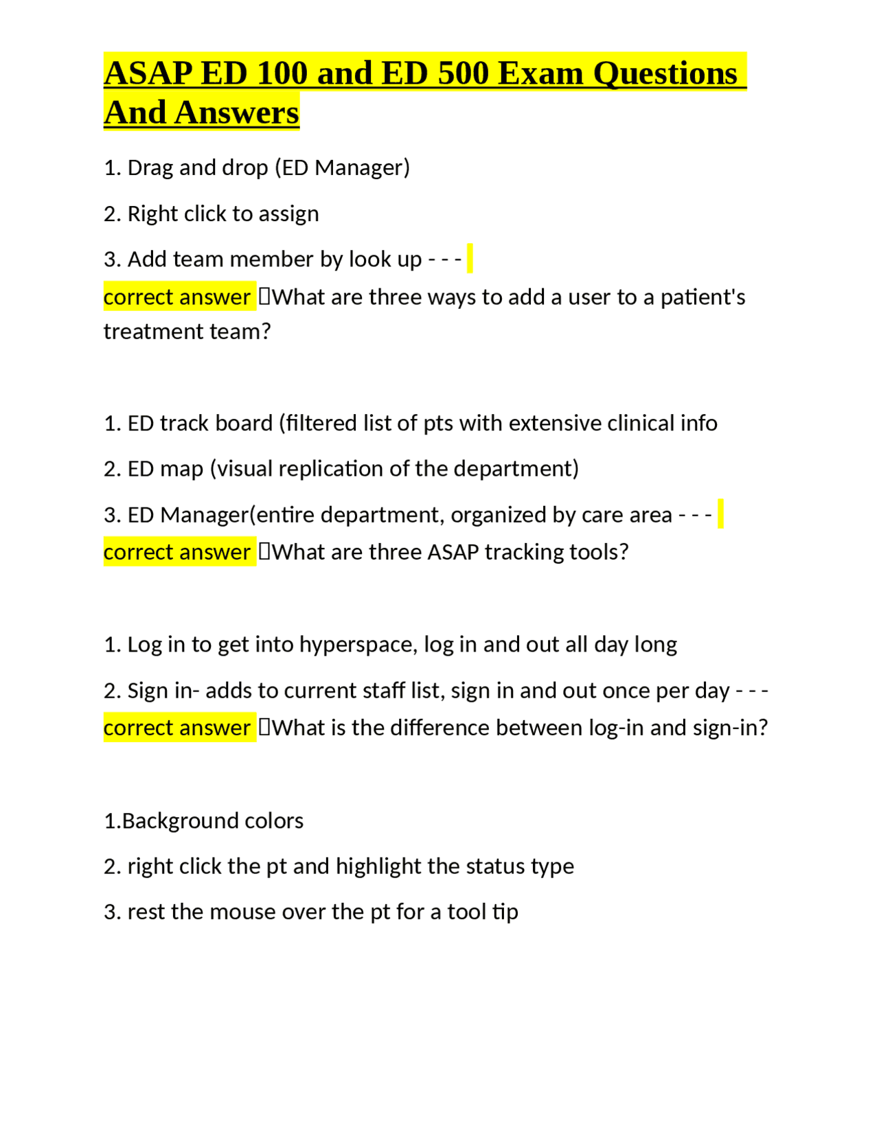ASAP ED 100 and ED 500 Exam Questions and Answers: A Guide to ...