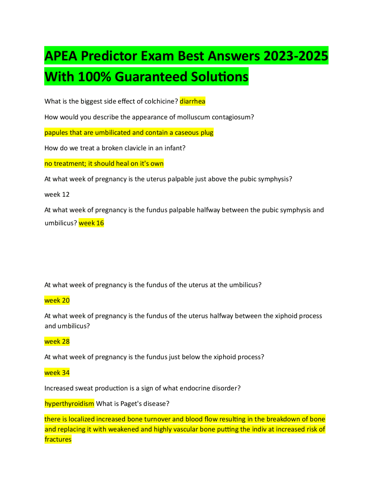 APEA Predictor Exam Best Answers 2023-2025 With 100% Guaranteed ...