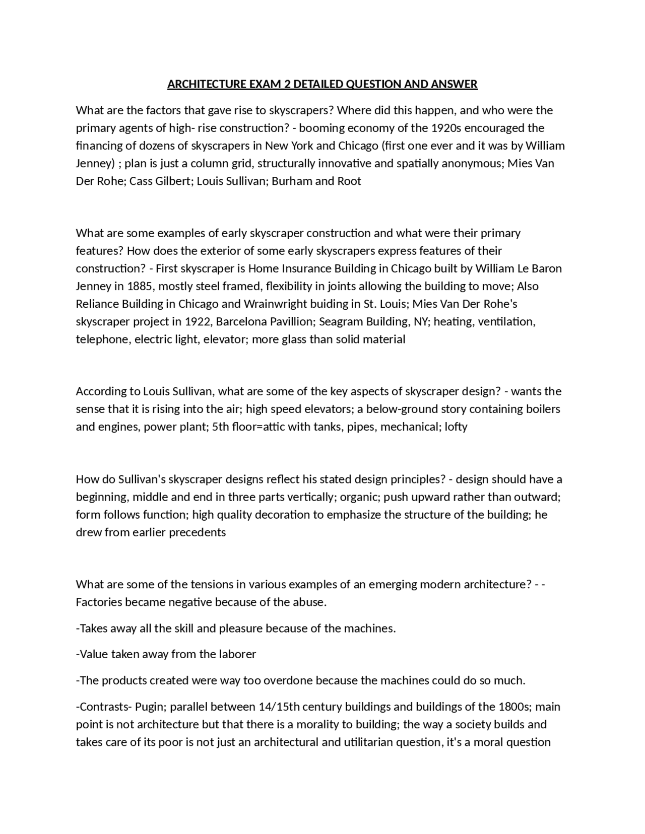 Architecture Exam 2: Detailed Questions and Answers on Modern ...