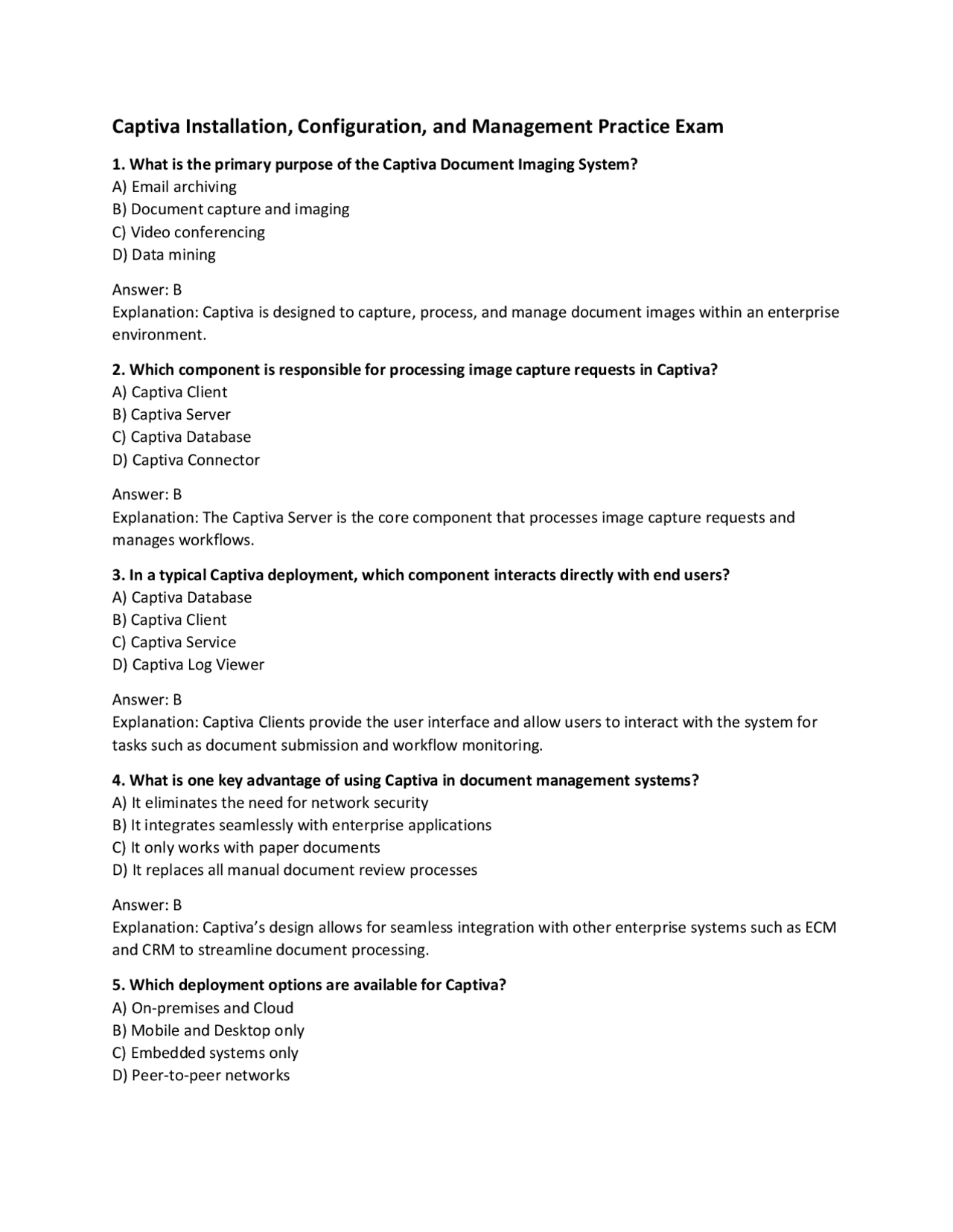 Captiva Installation, Configuration, and Management Exam | Exams ...