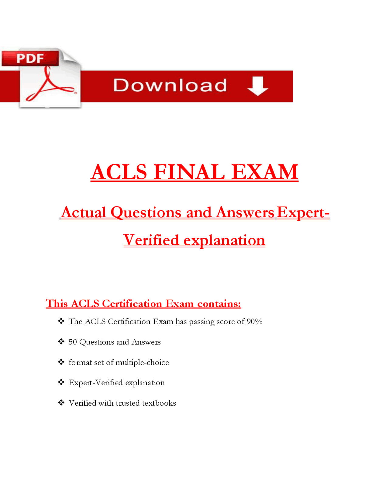 AHA ACLS Final Exam Questions and Answers with Explanation (Latest 2025 ...