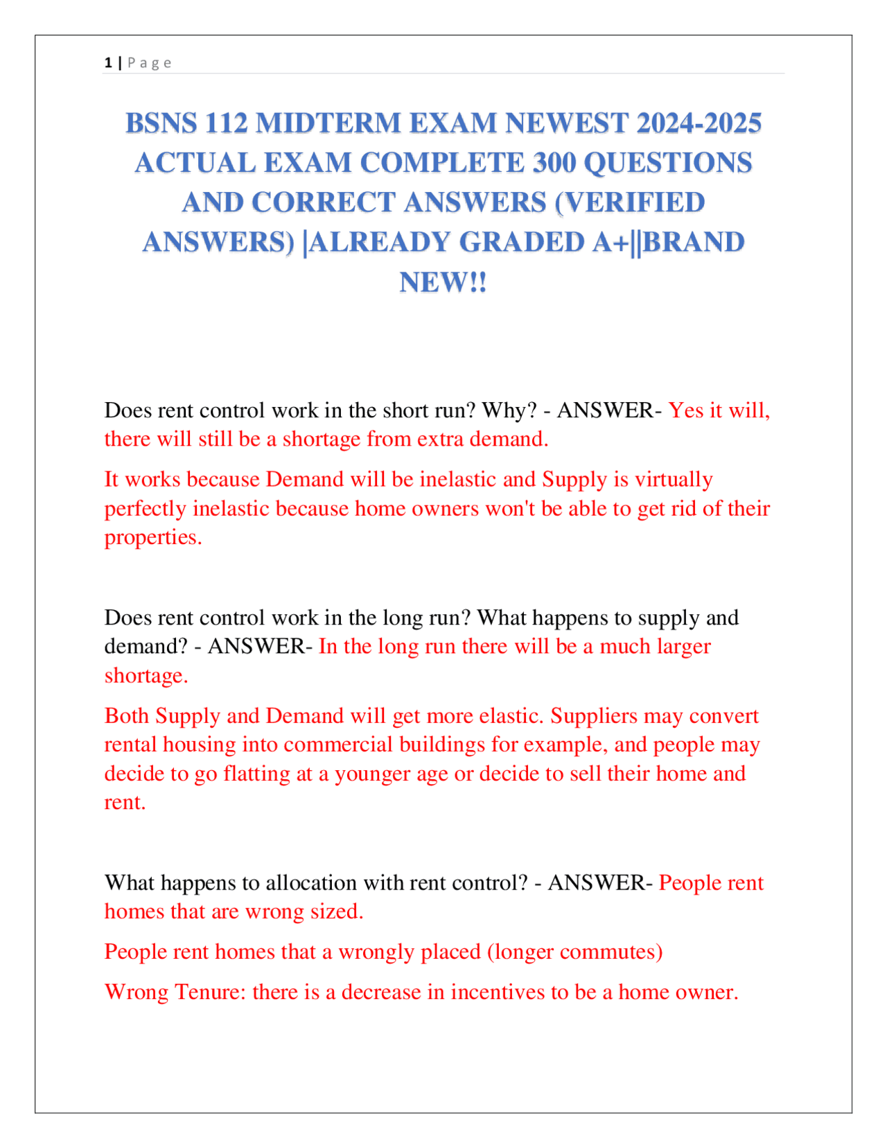 BSNS 112 MIDTERM EXAM NEWEST 2024-2025 ACTUAL EXAM COMPLETE 300 ...