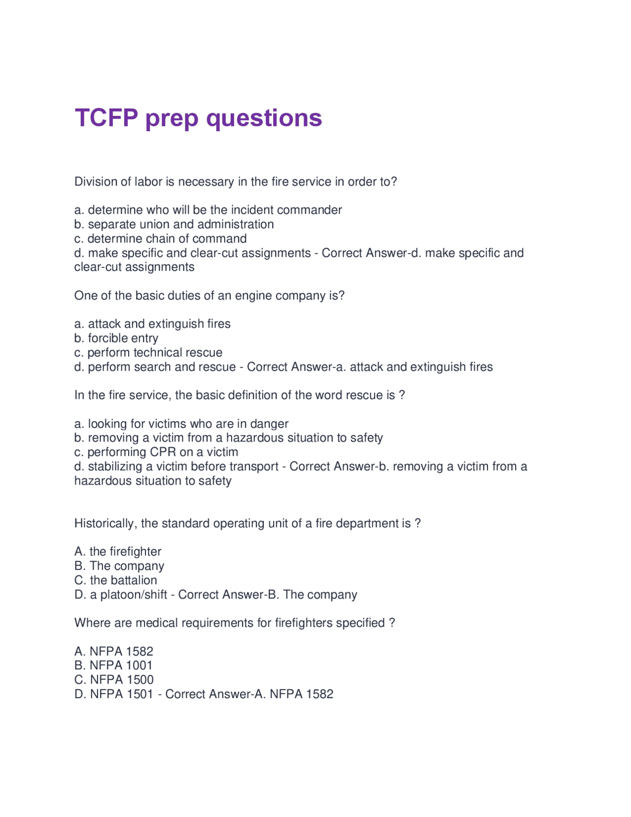 TCFP prep Exam Questions and Answers | 2025 Update | 100% Correct ...