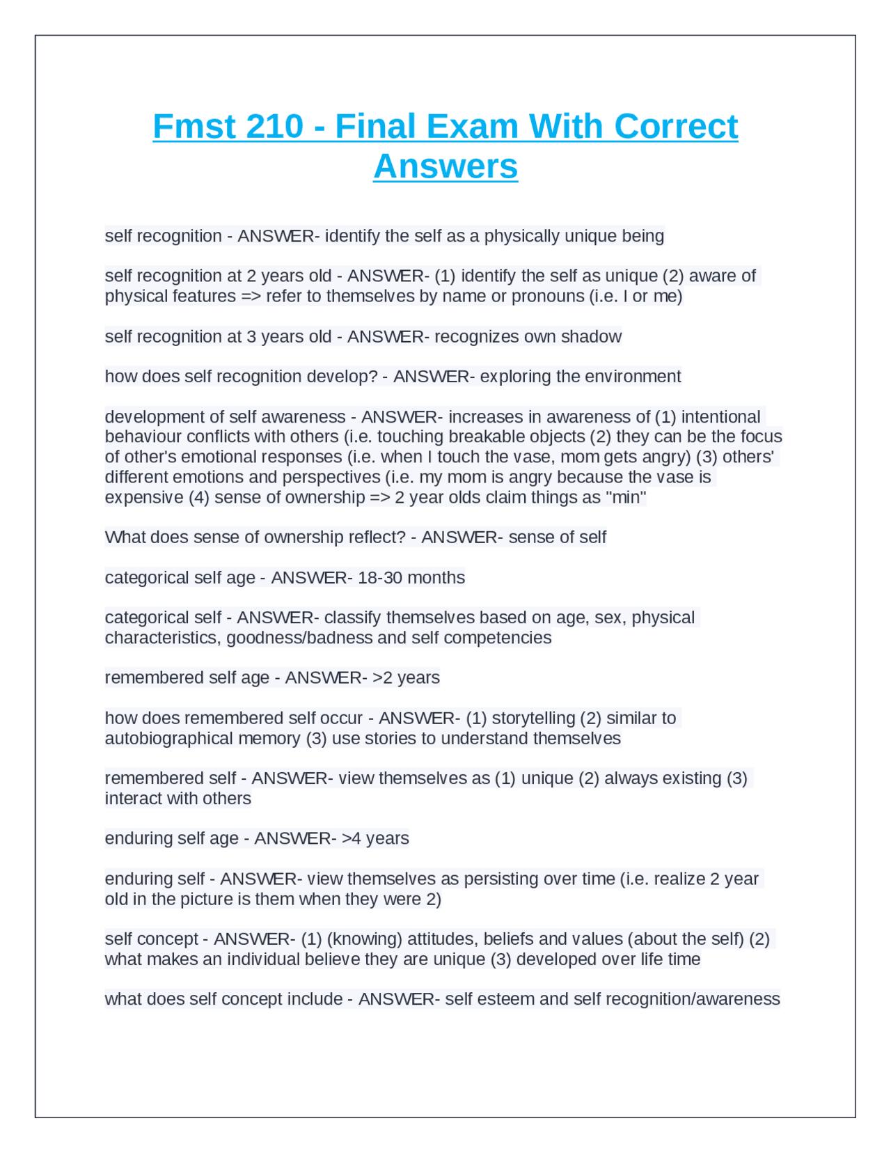 Fmst 210 - Final Exam With Correct Answers 2025 | Exams Nursing | Docsity