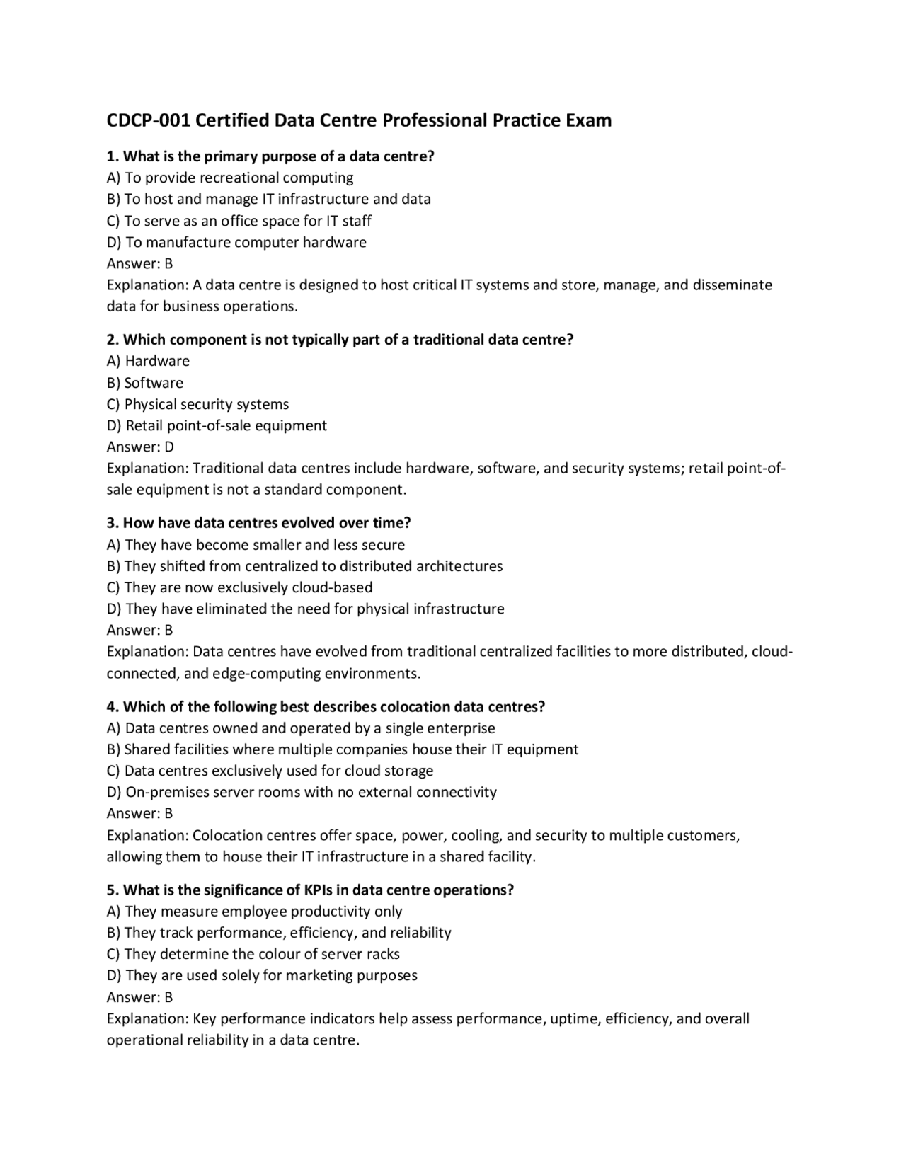 CDCP-001 Certified Data Centre Professional Exam | Exams Technology ...