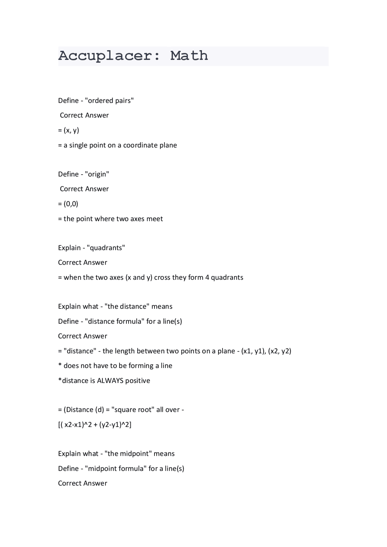 Accuplacer Math Questions And Answers 2025 | Exams Nursing | Docsity