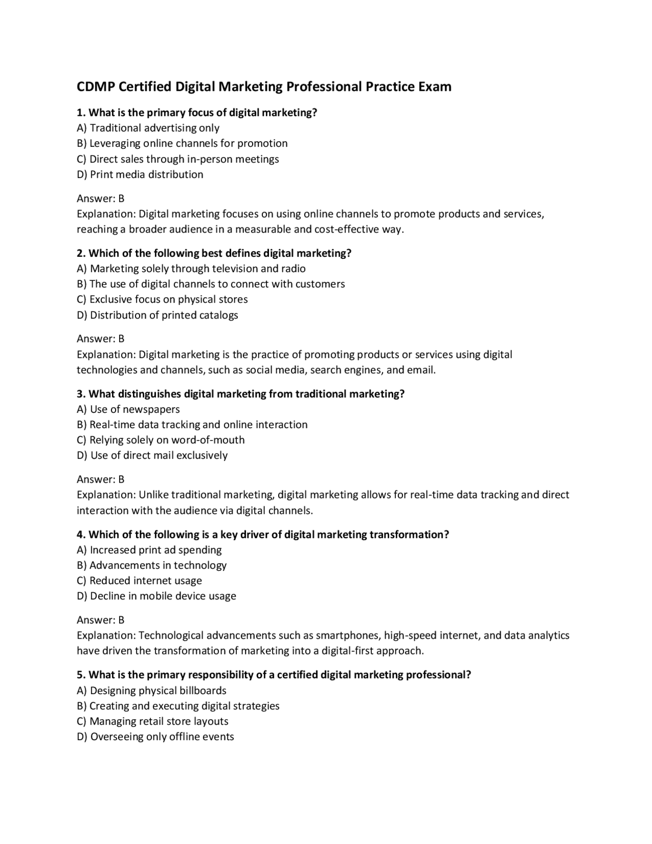 CDMP Certified Digital Marketing Professional Exam | Exams Technology | Docsity