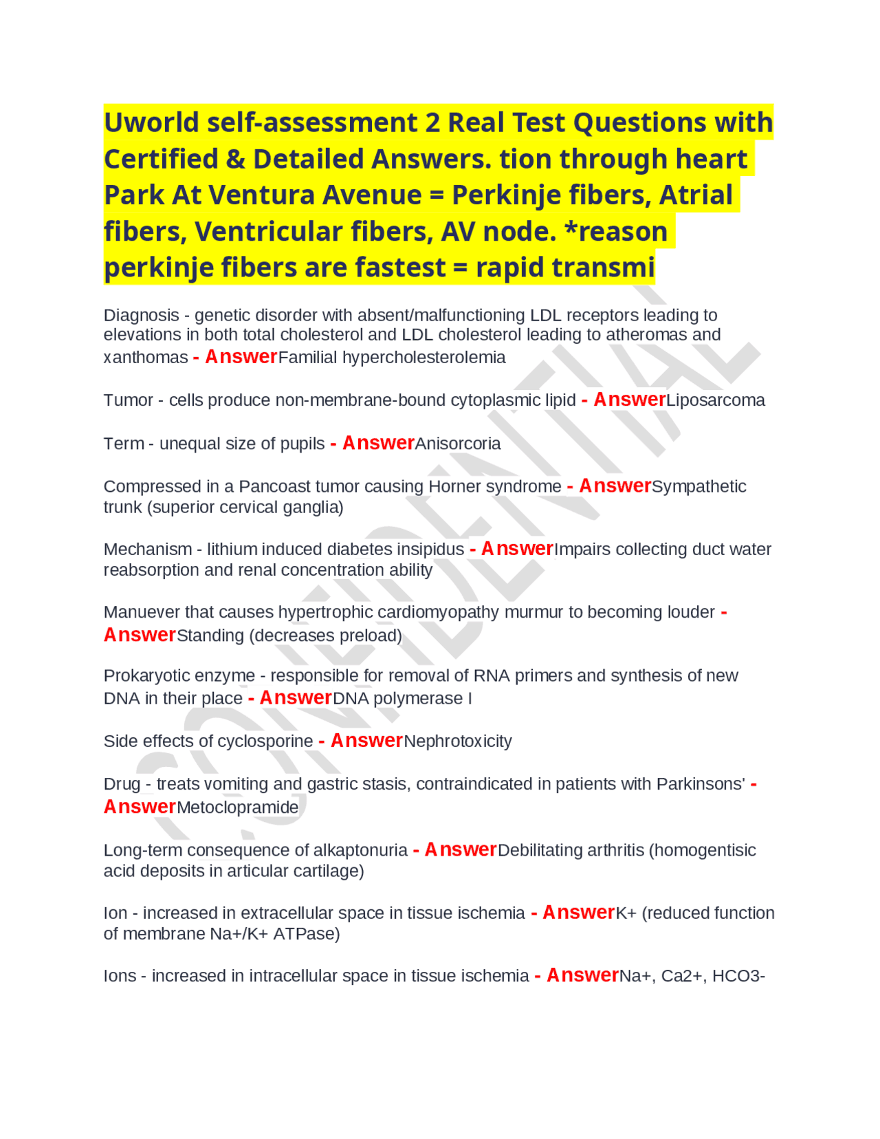 Uworld self-assessment 2 Real Test Questions with Certified & Detailed ...