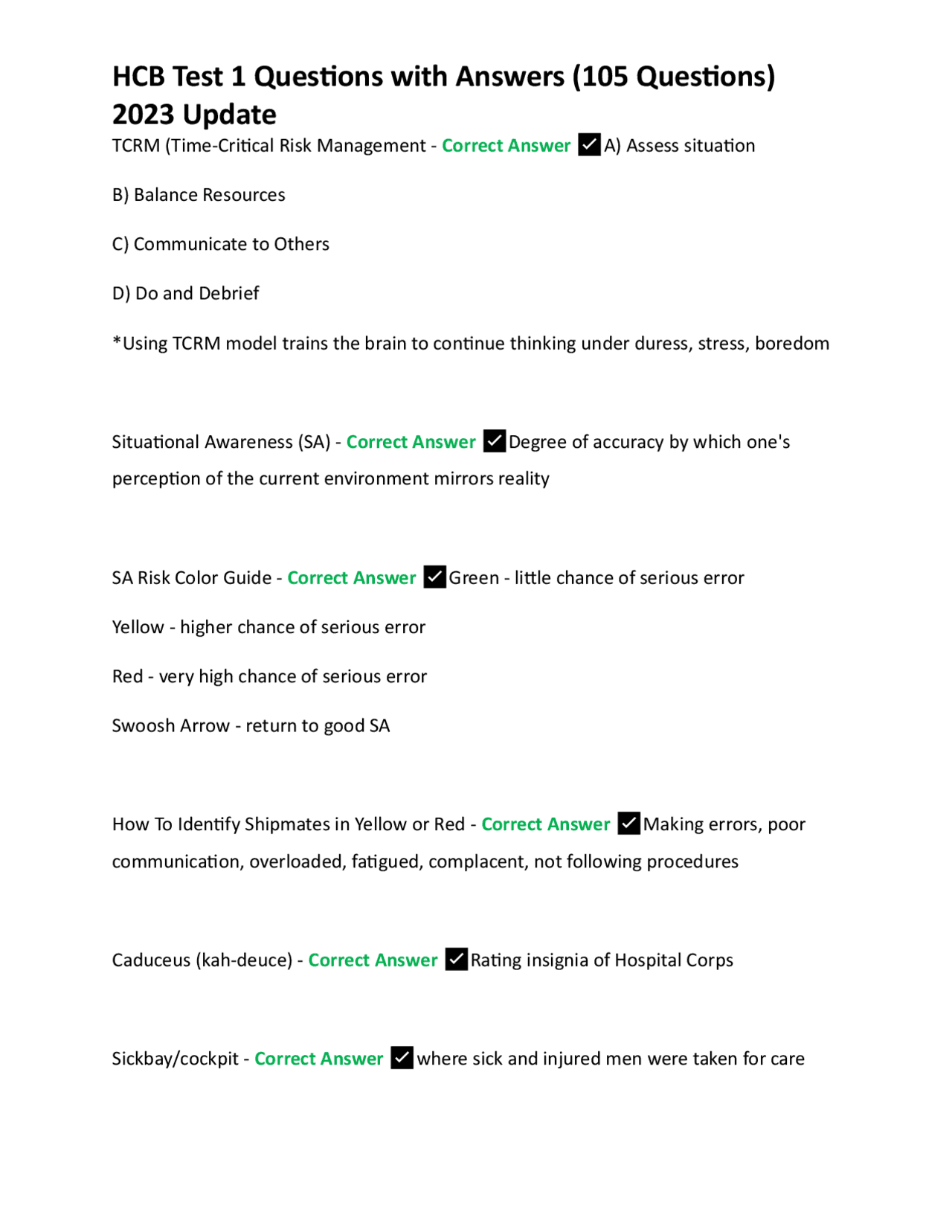 HCB Test 1: Navy Hospital Corps History Guide | Exams Nursing | Docsity